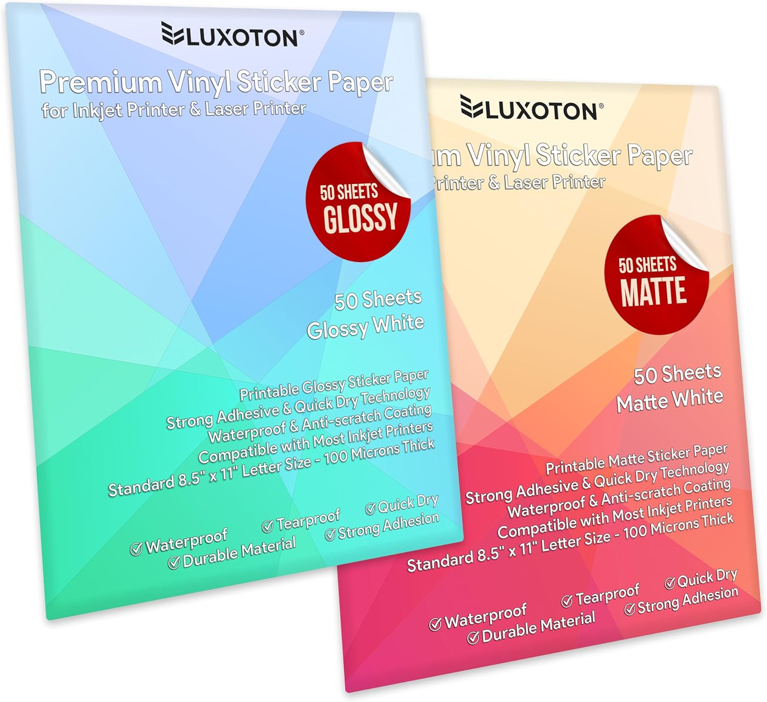 Printable Vinyl Sticker Paper for Inkjet Printer & Laser Printer - 50 ...