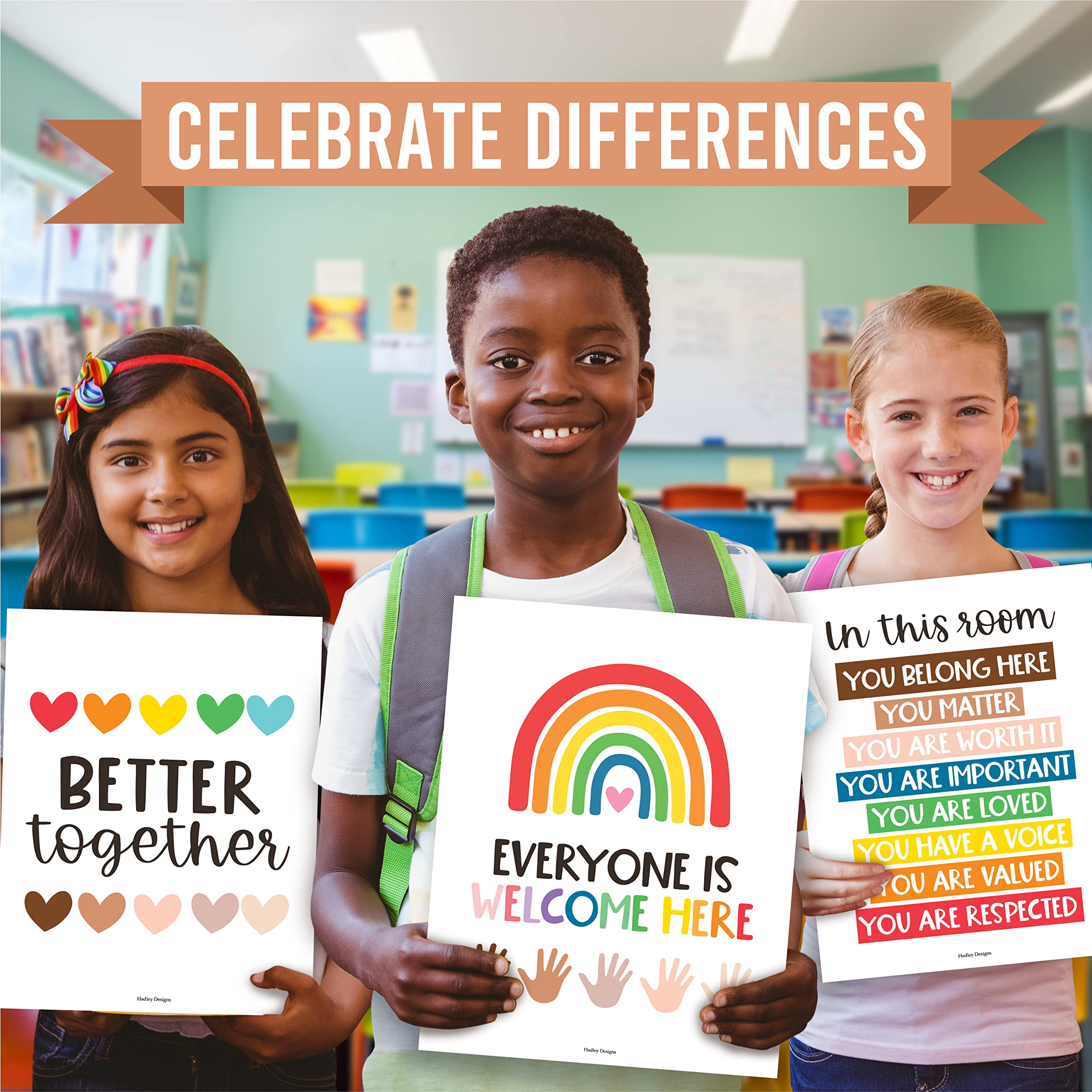 Buy 6 Rainbow Poster Diversity Posters for Classroom Decor for Teachers ...