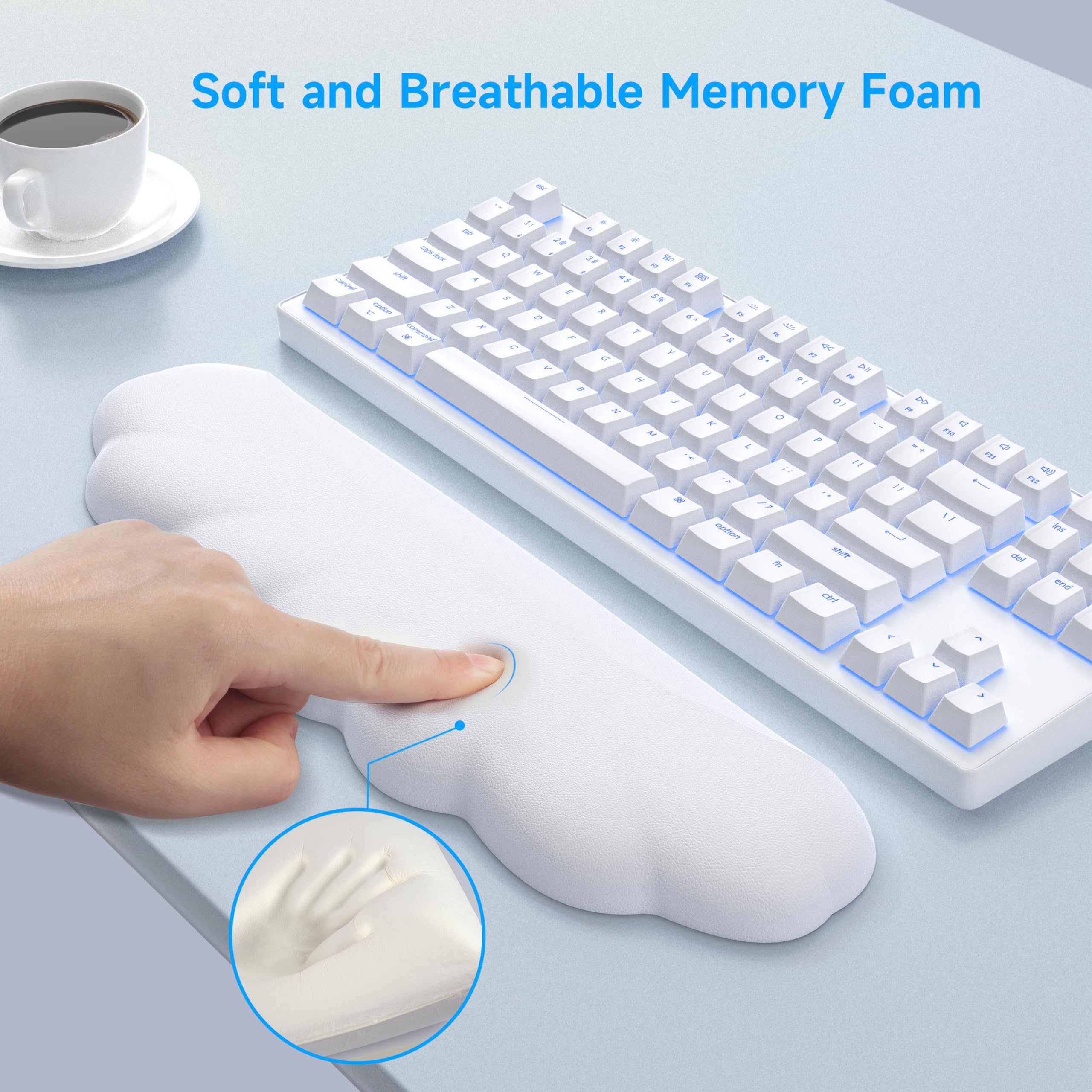 Snapklik.com : MEKASS Cloud Keyboard Wrist Rest Set, Memory Foam Wrist ...