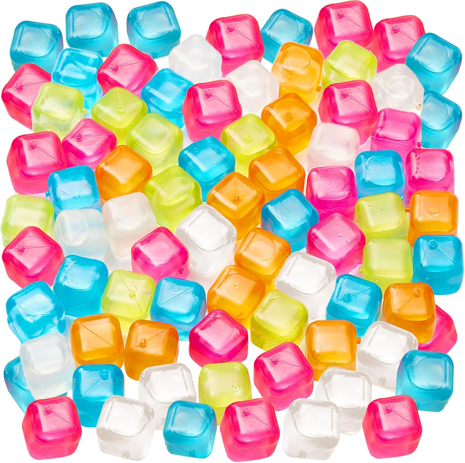Amazon.com: 60Pcs Reusable Ice Cubes,Colorful Plastic Ice Cubes ...