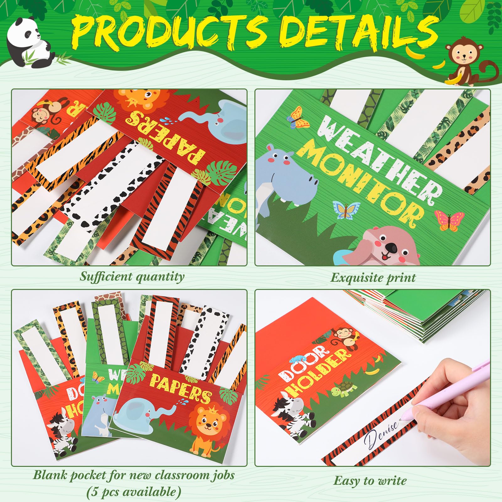 Snapklik.com : Pasimy 81 Pcs Jungle Animals Class Jobs Chart Classroom ...
