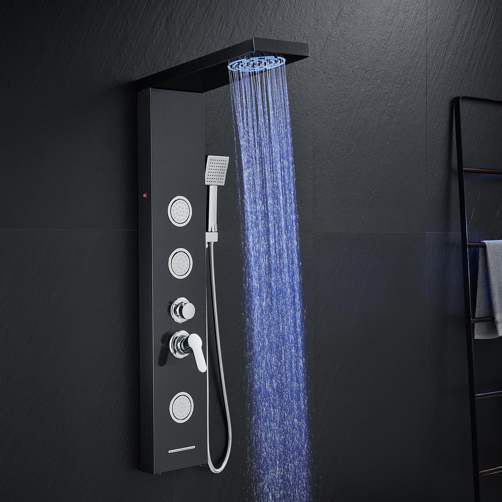 ROVATE LED Shower Panel Tower System with Rainfall and Mist Shower, 5 ...
