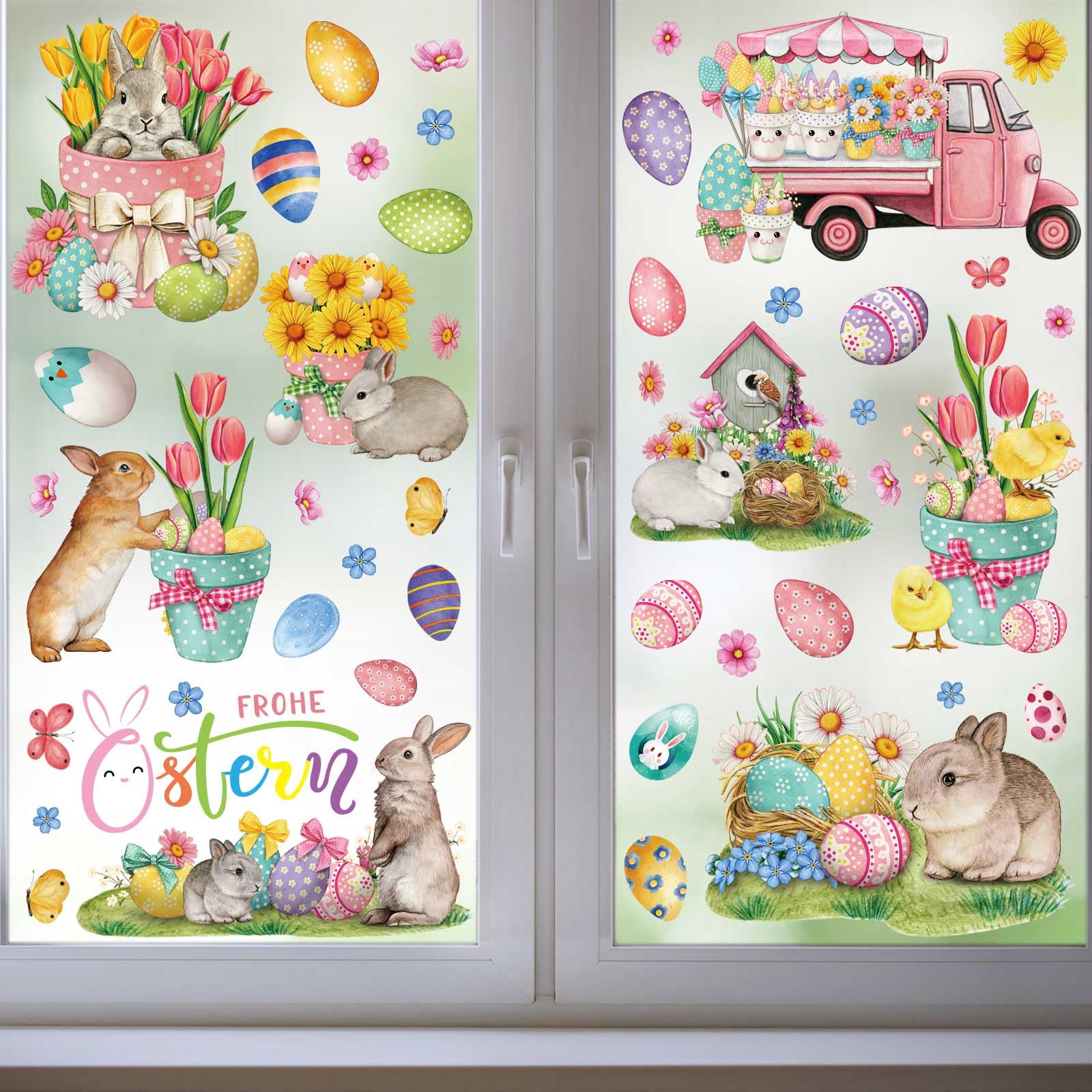 Amazon.com: Easter Decorations, 9 Sheets Easter Window Clings, Reusable ...