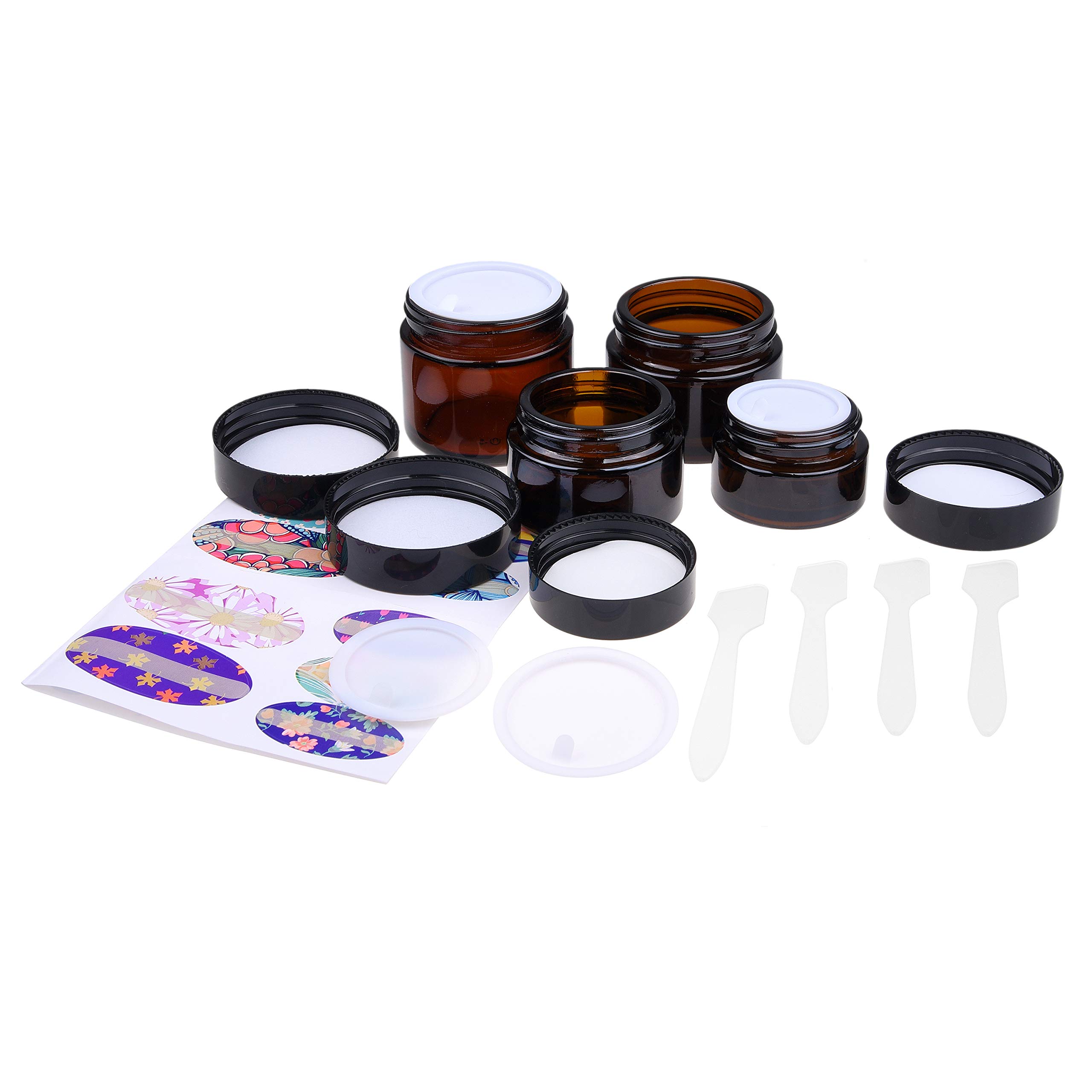 Kare & Kind Refillable Cosmetics Jars Kit - 4x Cosmetics Jars (Amber ...