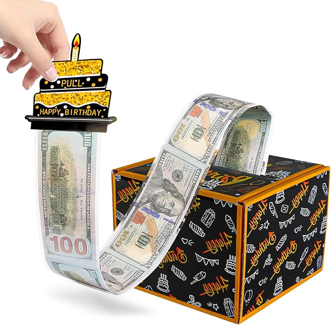 Amazon.com: Birthday Money Box for Cash Gift Pull, Birthday Money Box ...