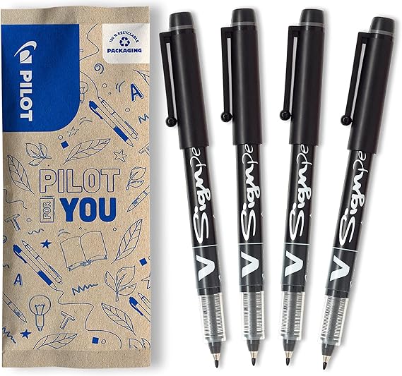 Pilot V-Sign Pen Liquid Ink Tip - Black (Pack of 4) : Amazon.co.uk ...