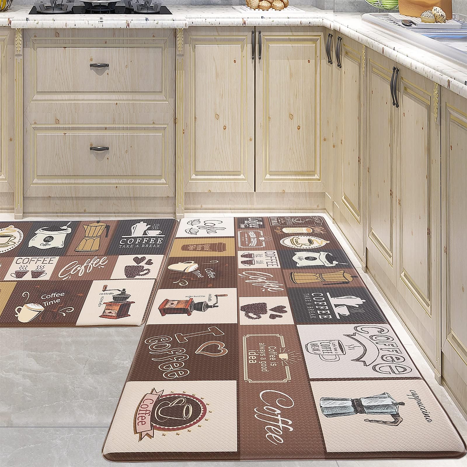 Amazon.com: BOOWEATS 2 Piece Coffee Kitchen Decor Rug Set, Home Kitchen ...