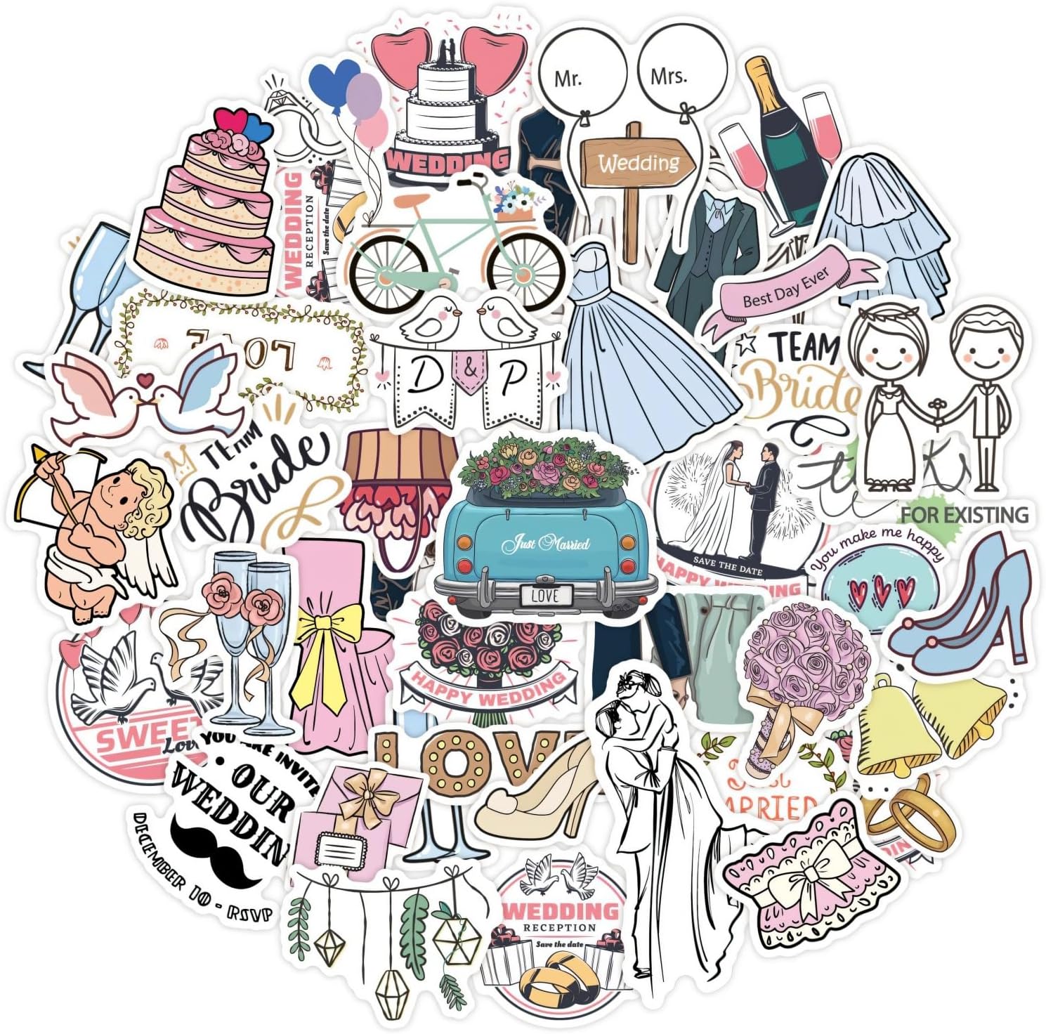 Amazon.com: Wedding Scrapbook Sticker Set - Bridal Bundle with 10 ...