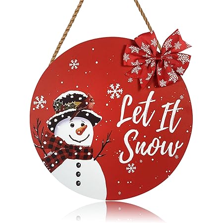 Amazon.com: Deroro Let It Snow Snowman Sign for Front Door Decor ...