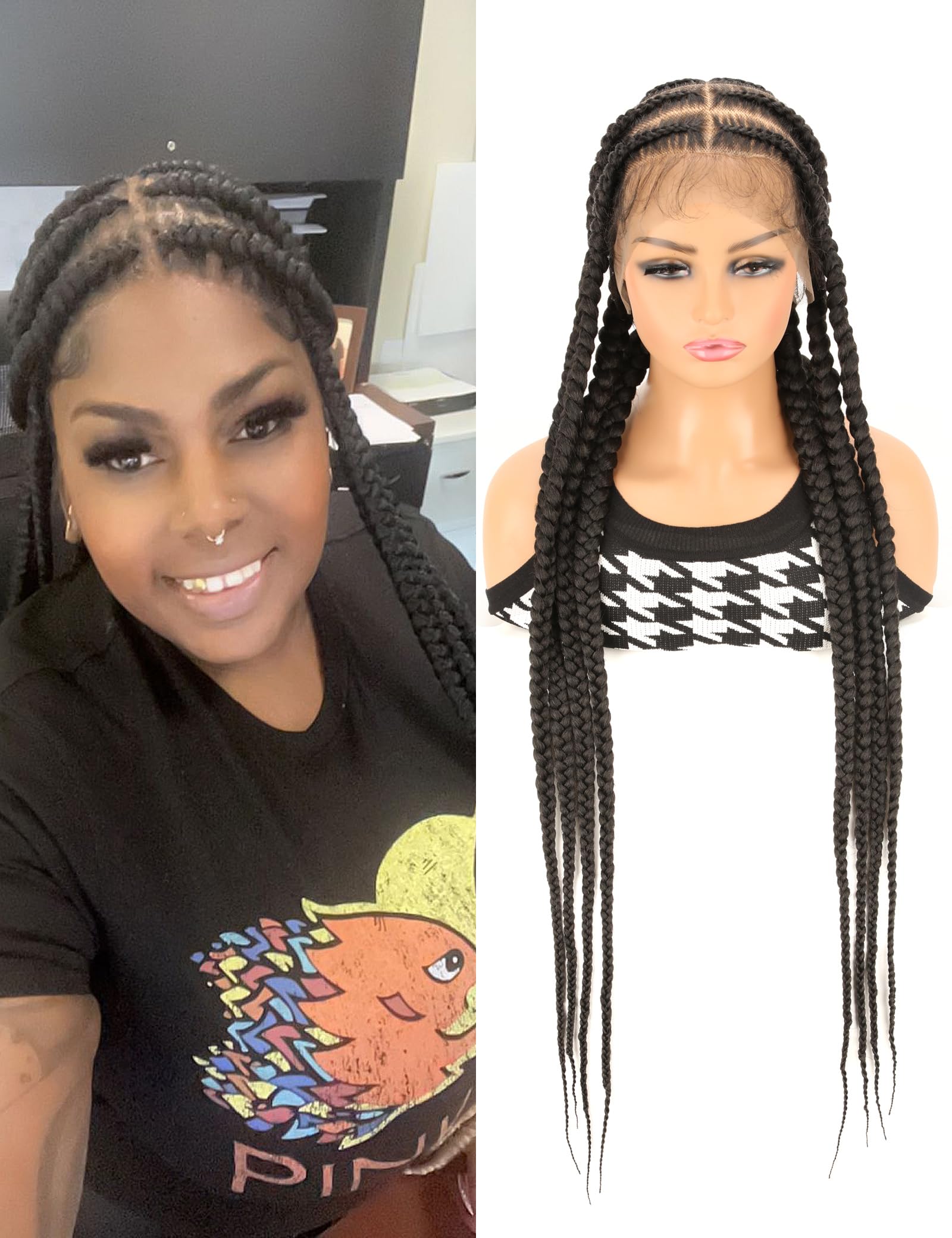 Amazon.com : AVELLABEE Cornrow Braided Wigs for Black Women, 36 inch HD ...