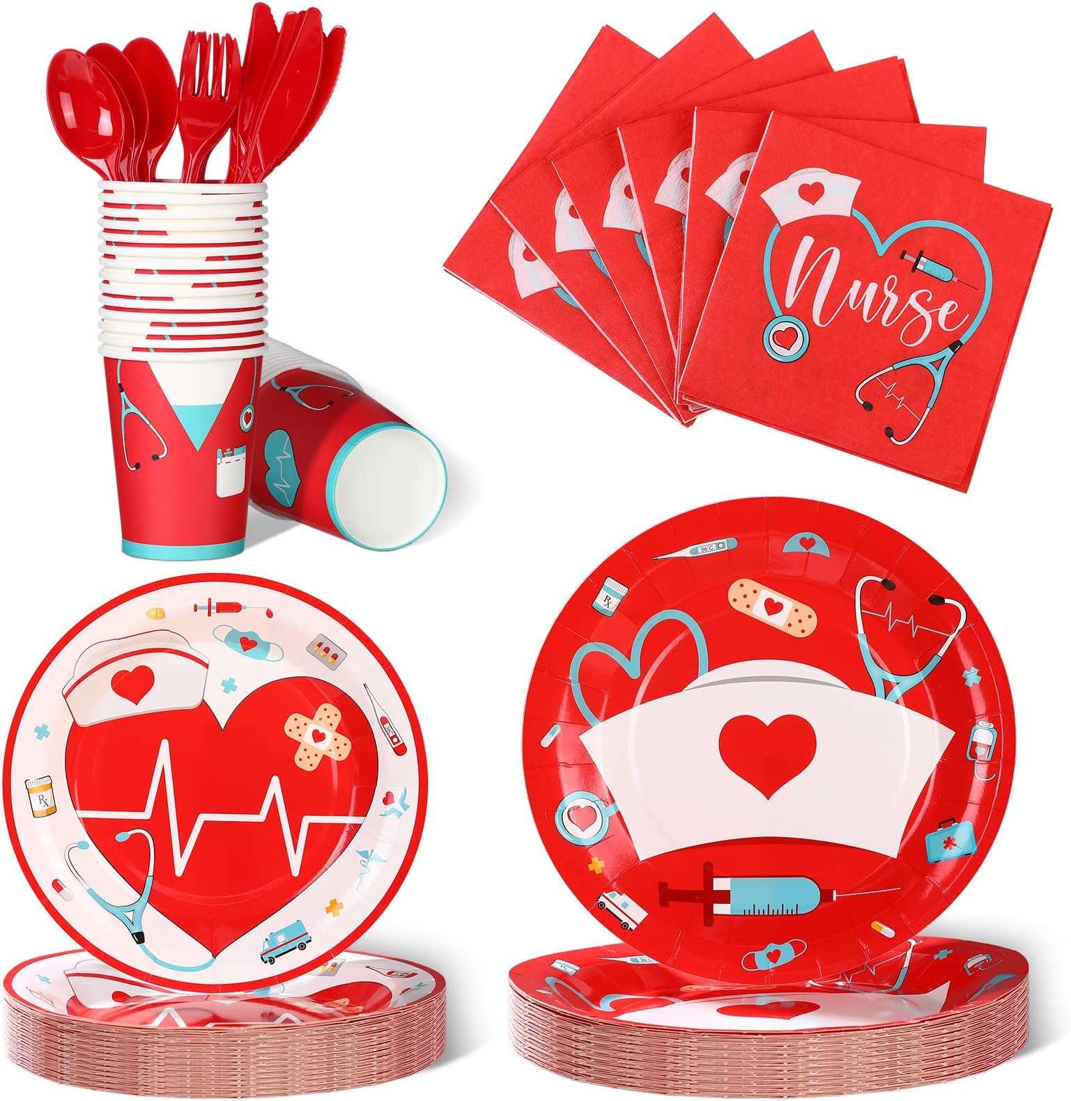 Amazon.com: Blue Orchards Nurses Graduation Party Supplies (108 Pieces ...