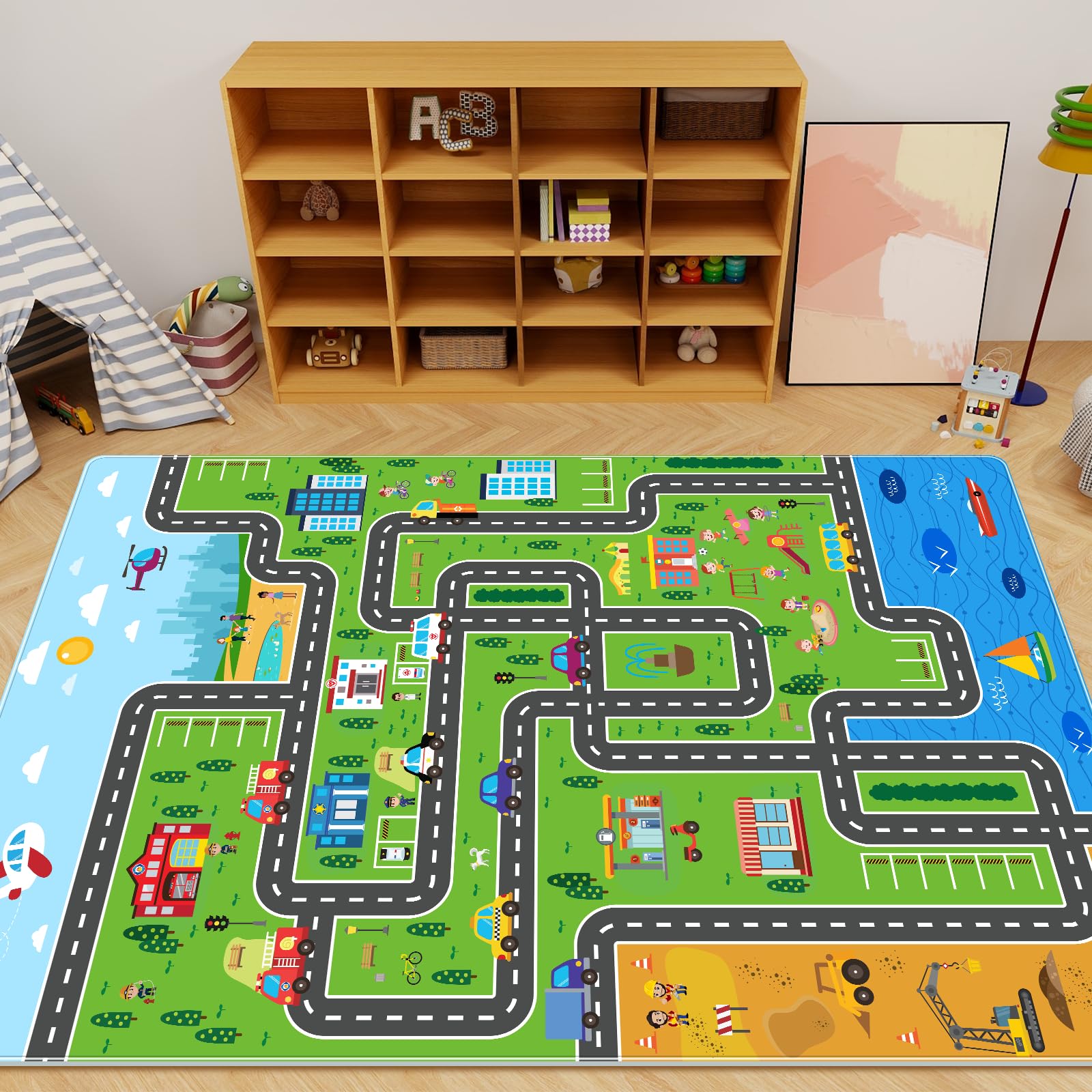 Amazon.com: LTKOUGFAM kids Playmat Car Rug, Kids Play Rugs Town City ...