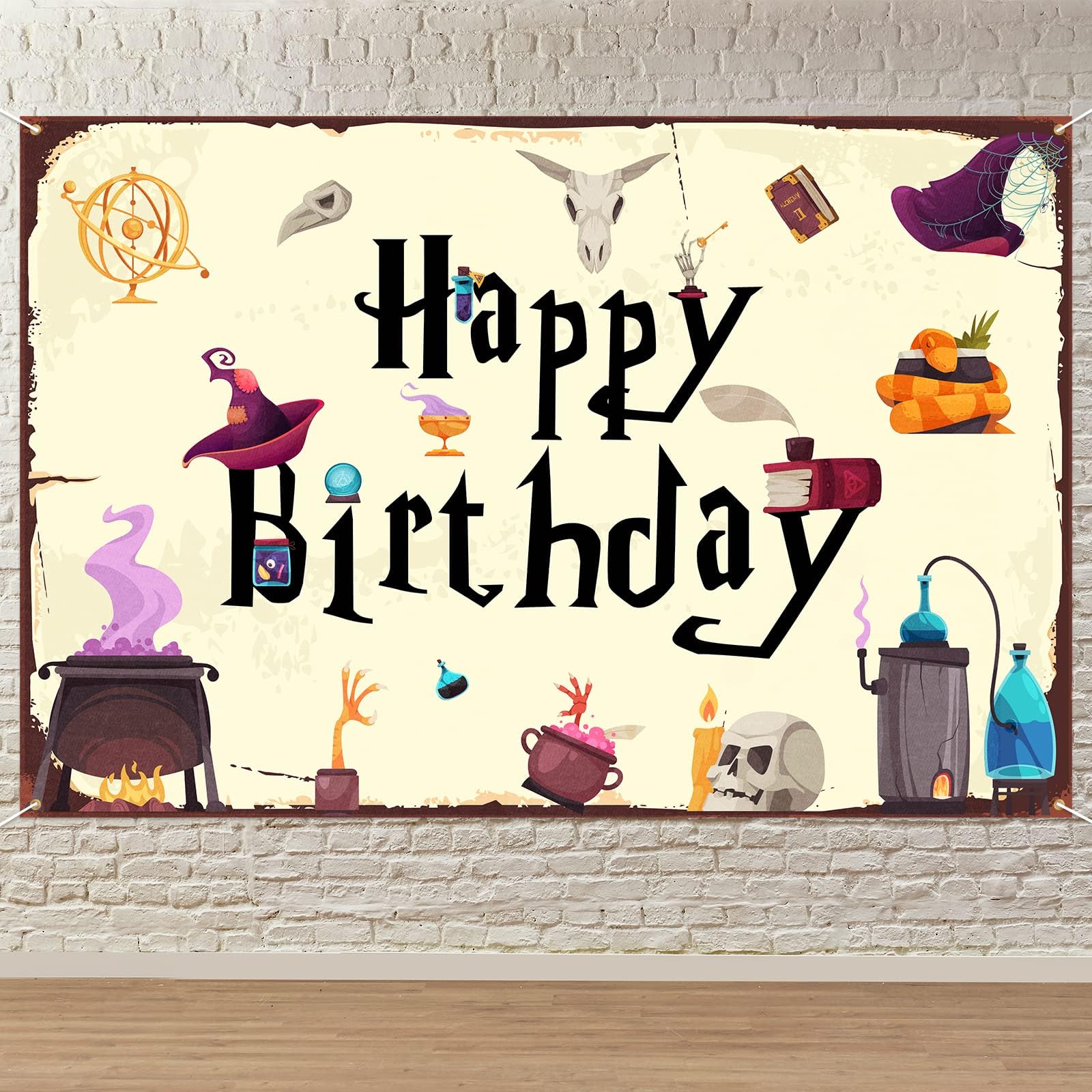 Amazon.com: Wizard Happy Birthday Backdrop Banner Decor Yellow ...