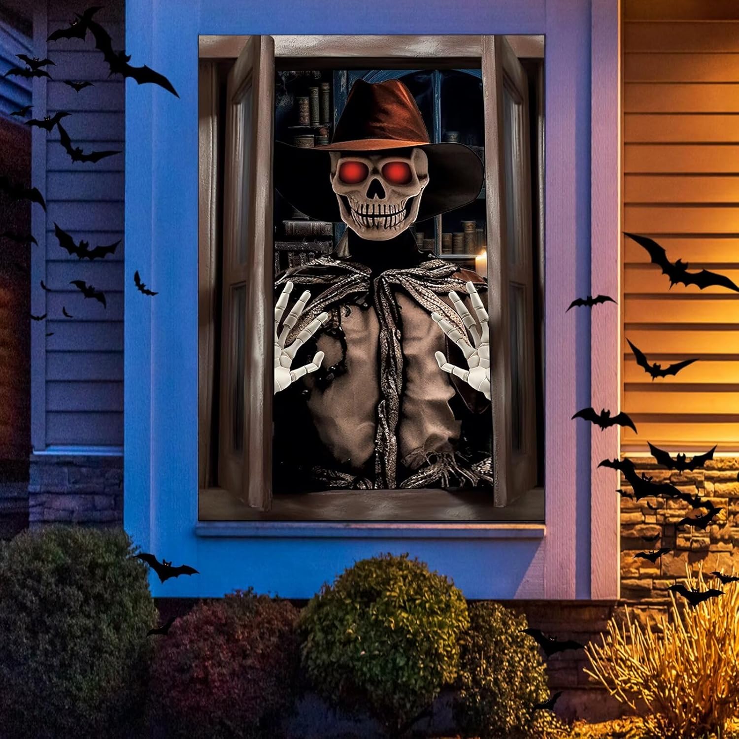 Amazon.com: Halloween Window Cover Decorations, Fabric Scary Halloween ...