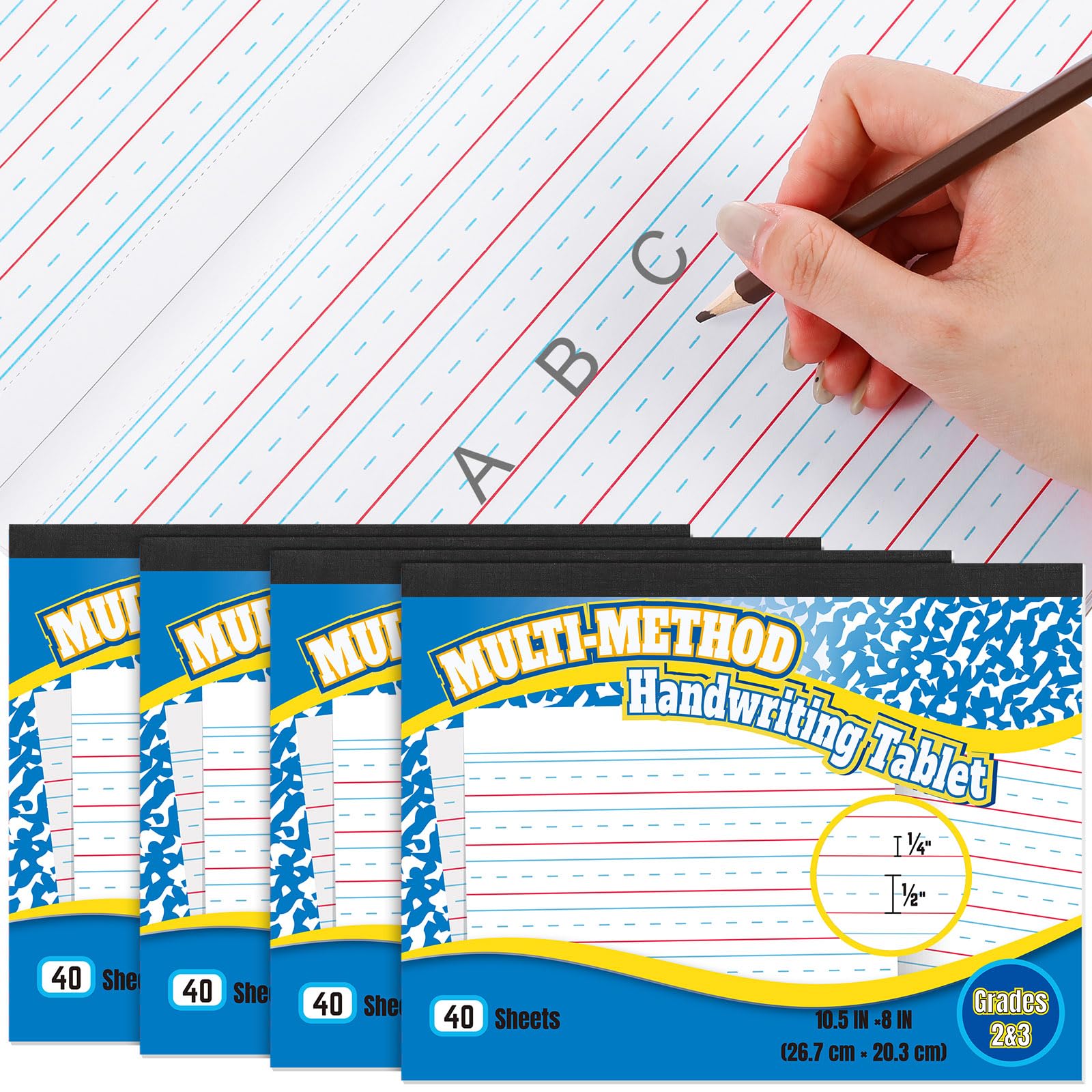 Amazon.com : Henoyso 4 Pcs Handwriting Paper 80 Pages Kindergarten ...