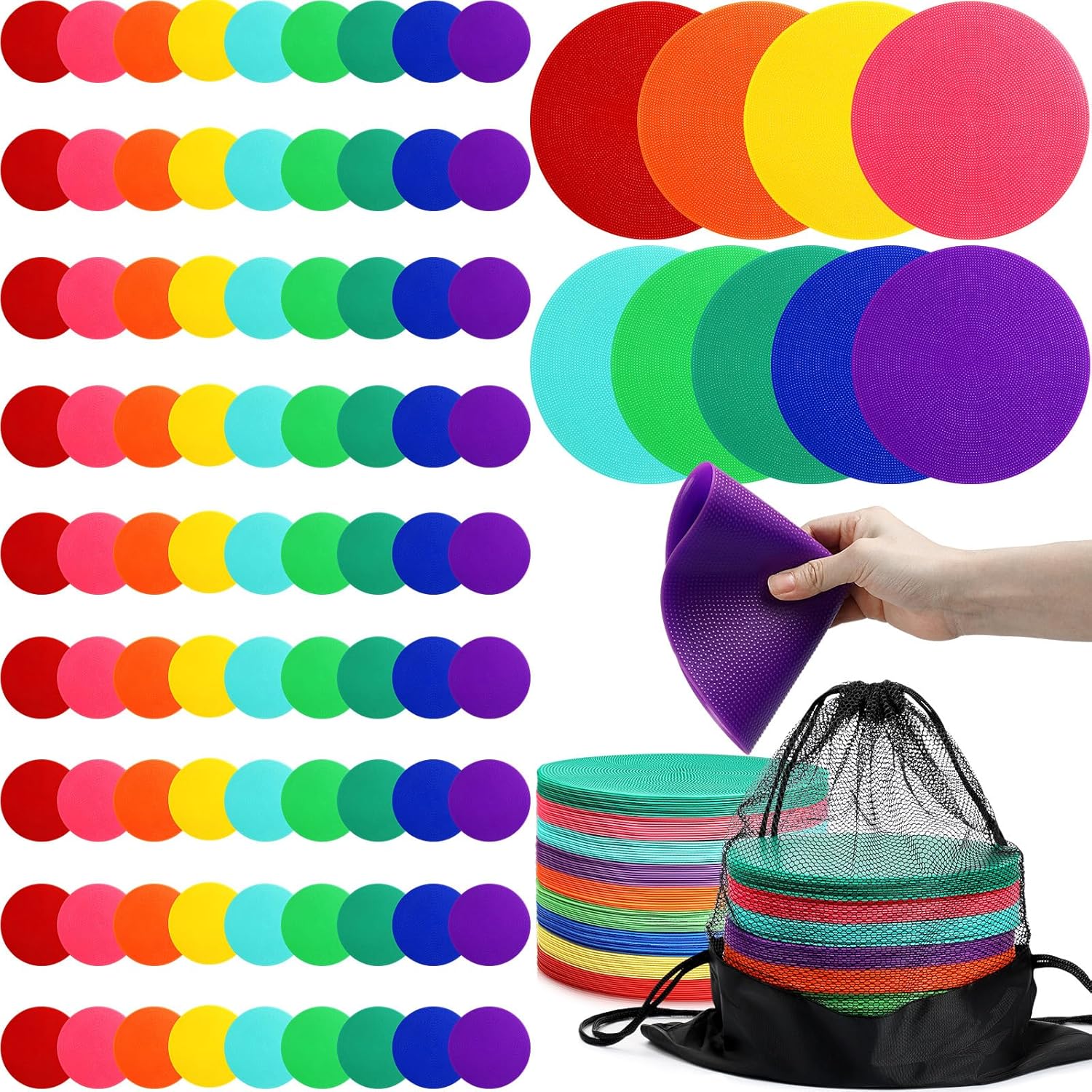 Amazon.com : Haull 91 Pcs Poly Spot Markers 9 Inch Floor Spots with Bag ...