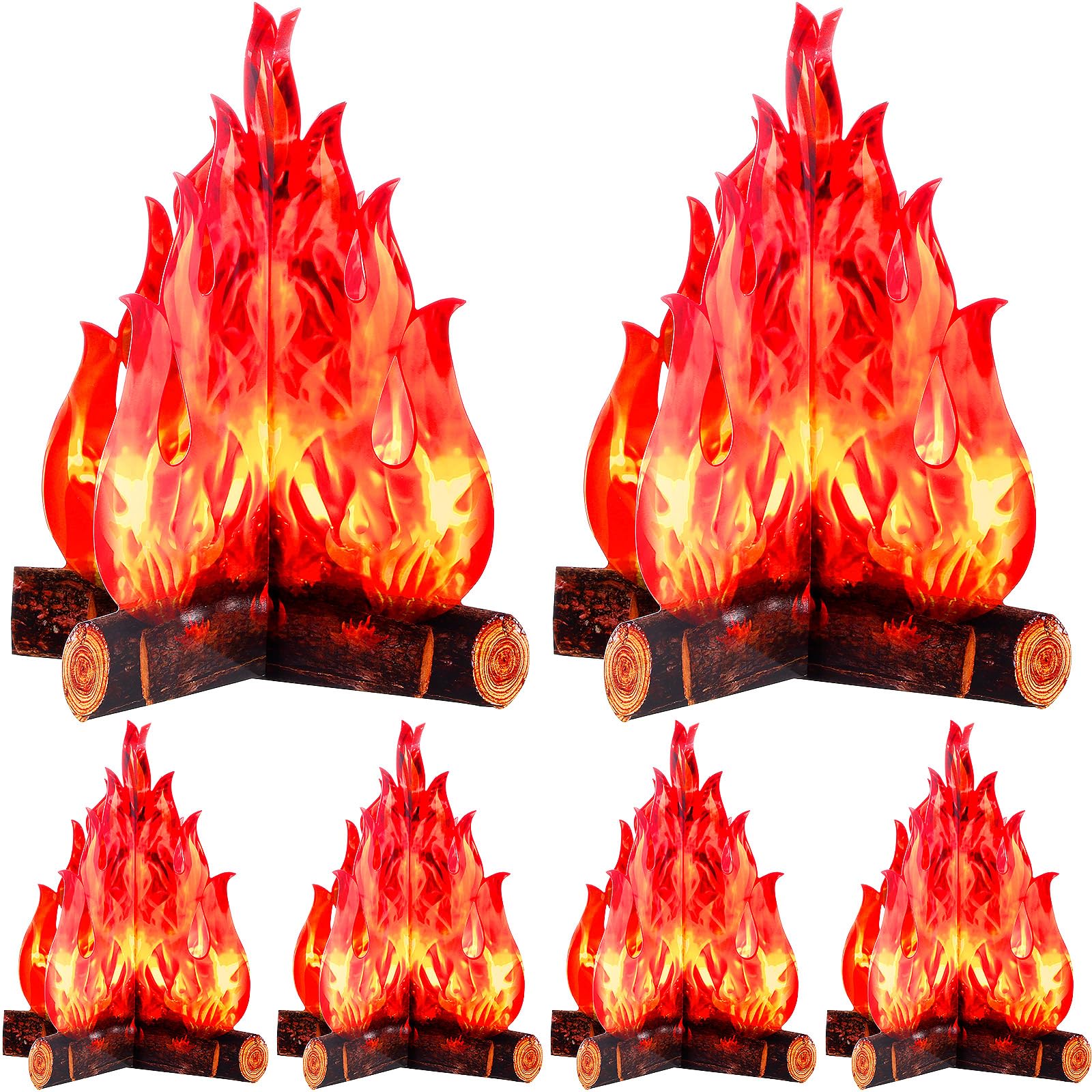 Amazon.com: Boao 6 Sets Large Fake Fire 16" x 13" 3D Cardboard Campfire ...