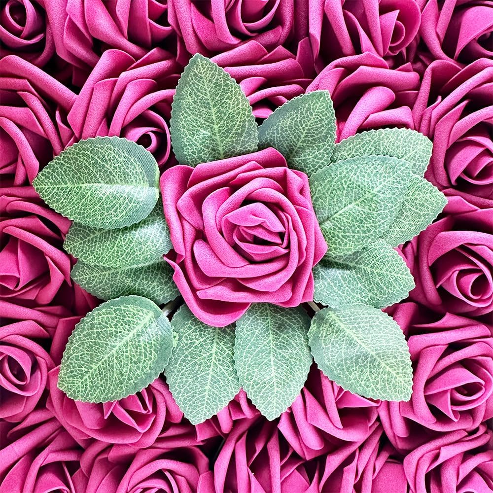 SECALIFE 25 Pieces Artificial Flower Roses Real Looking Red Rose Fake ...