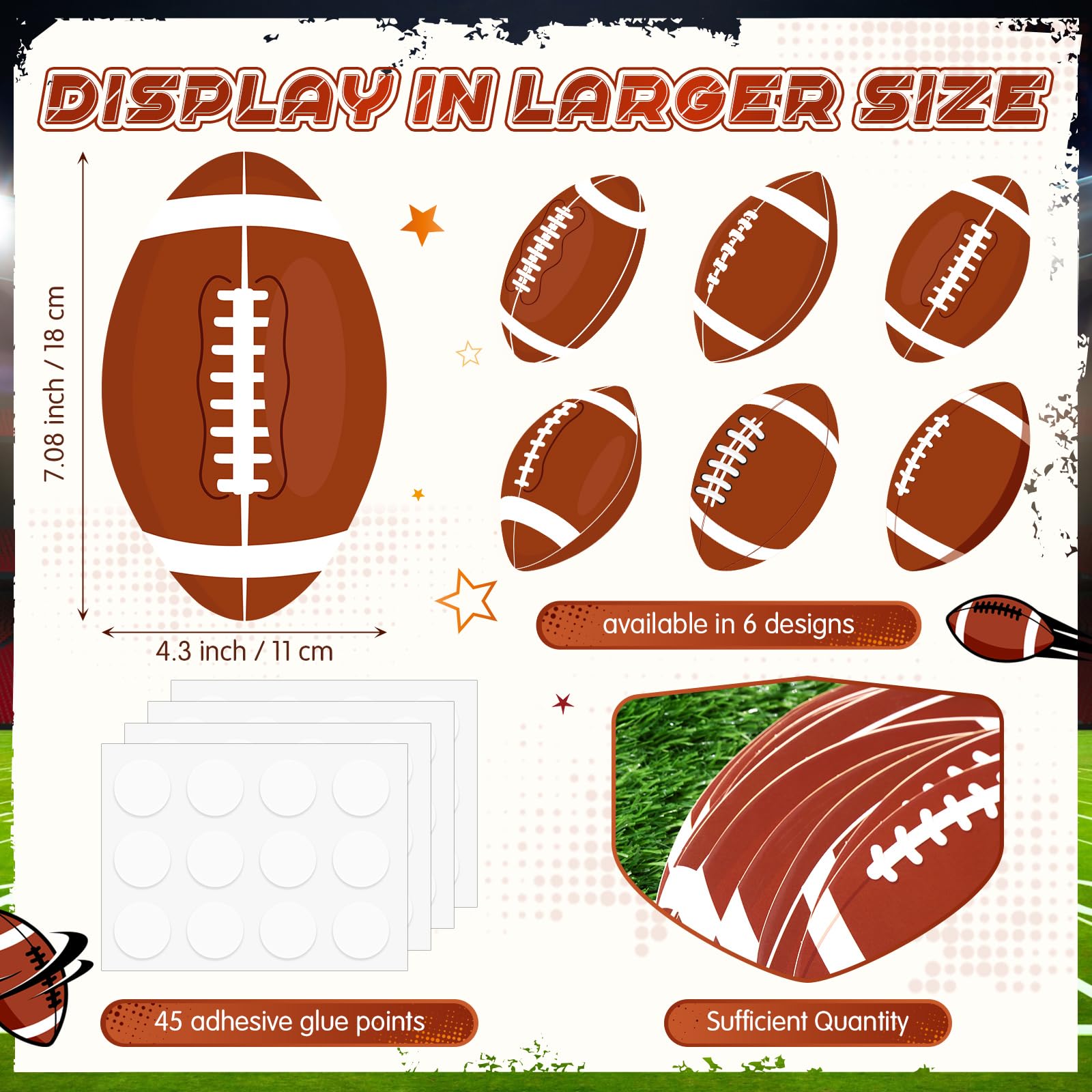 Snapklik.com : TaoBary 24 Pcs 7.09in Football Cutouts In 6 Design Paper ...