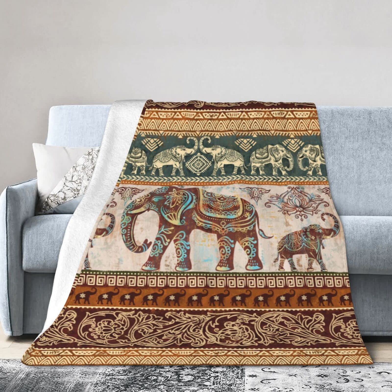 Amazon.com: Lotus Elephants Throw Blanket Lightweight Warm Flannel ...