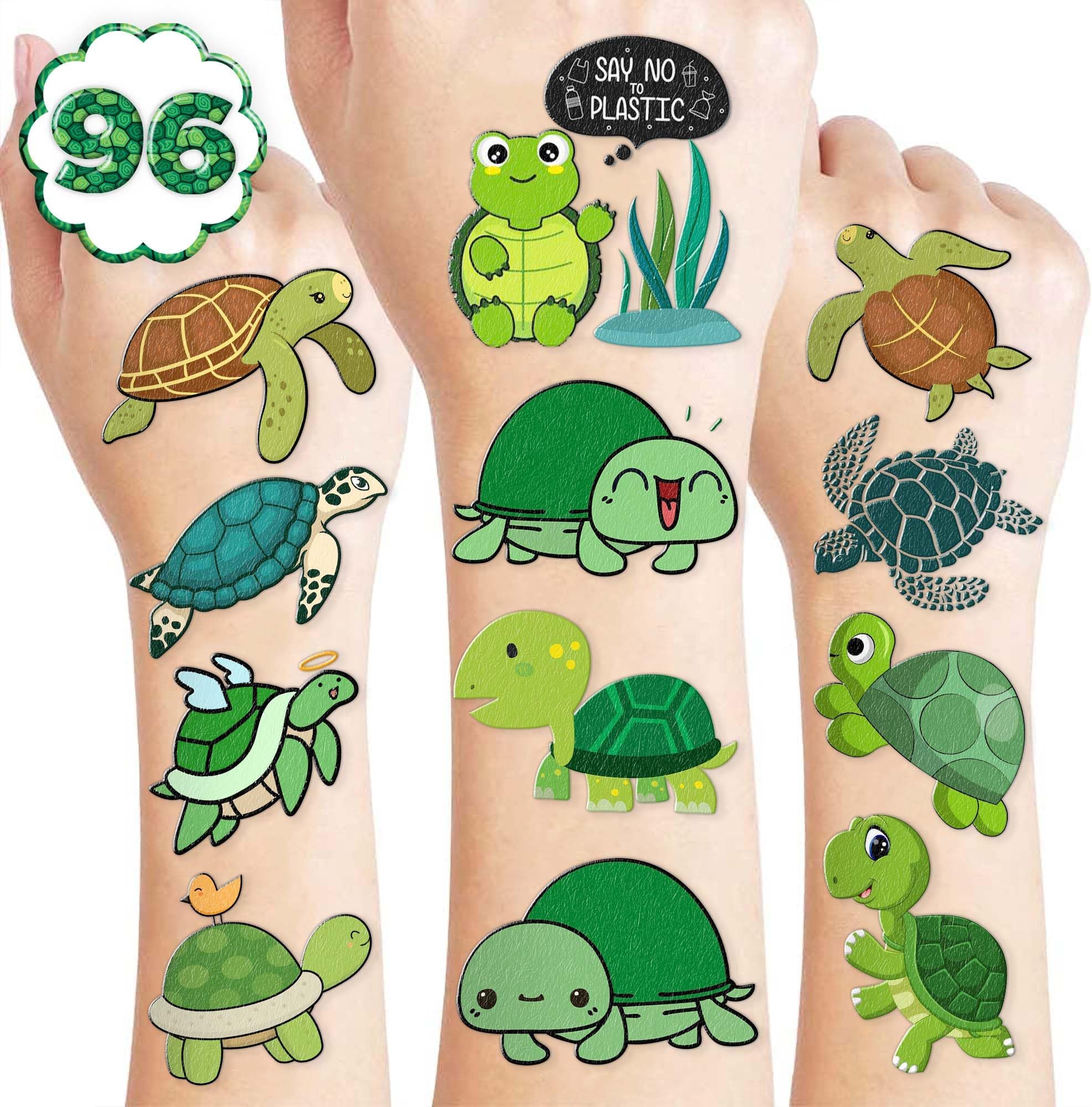 Amazon.com : 8 Sheets (96PCS) Sea Turtle Temporary Tattoos Tattoo ...