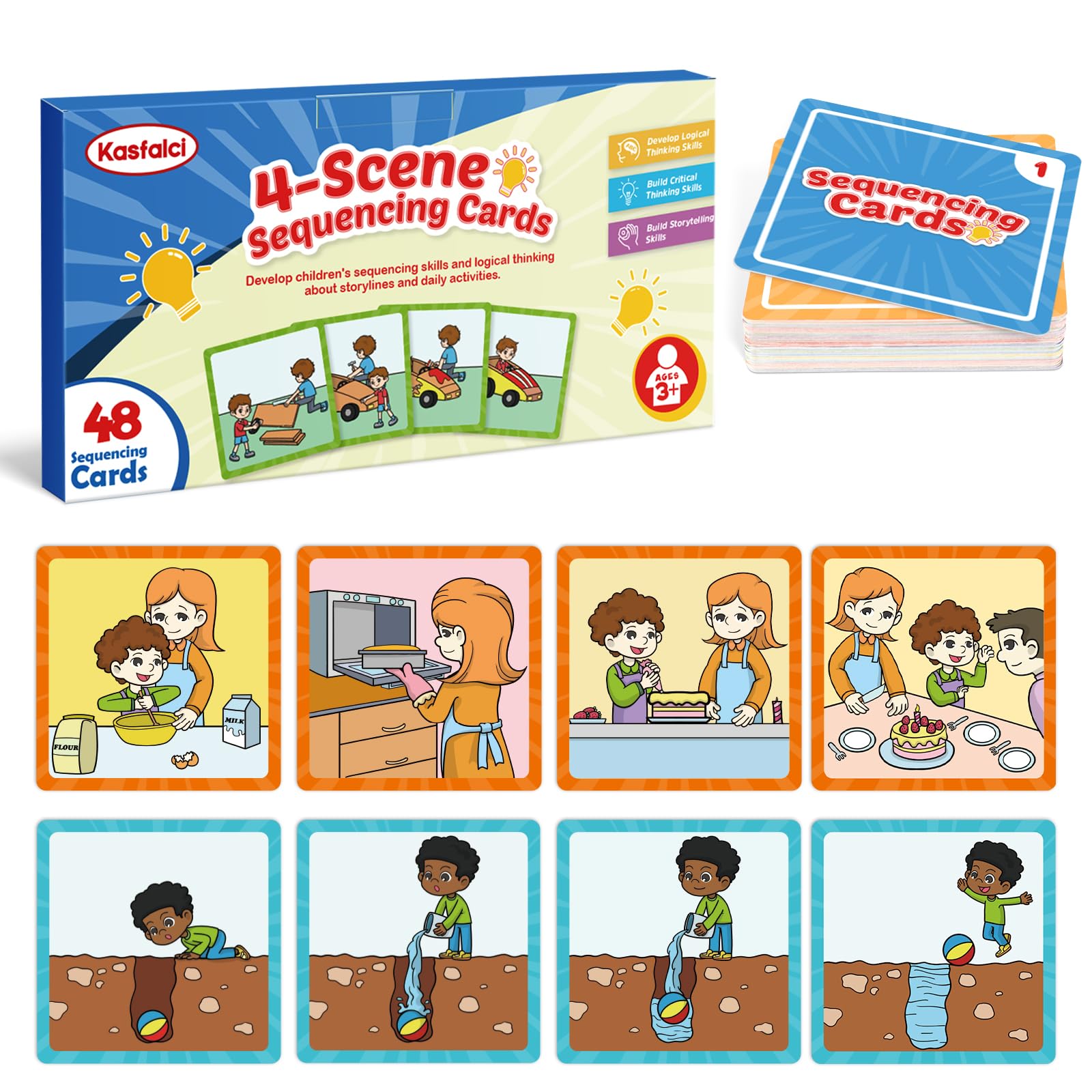 Buy Kasfalci Sequencing Cards, Sequence Game for Kids, Speech Therapy ...