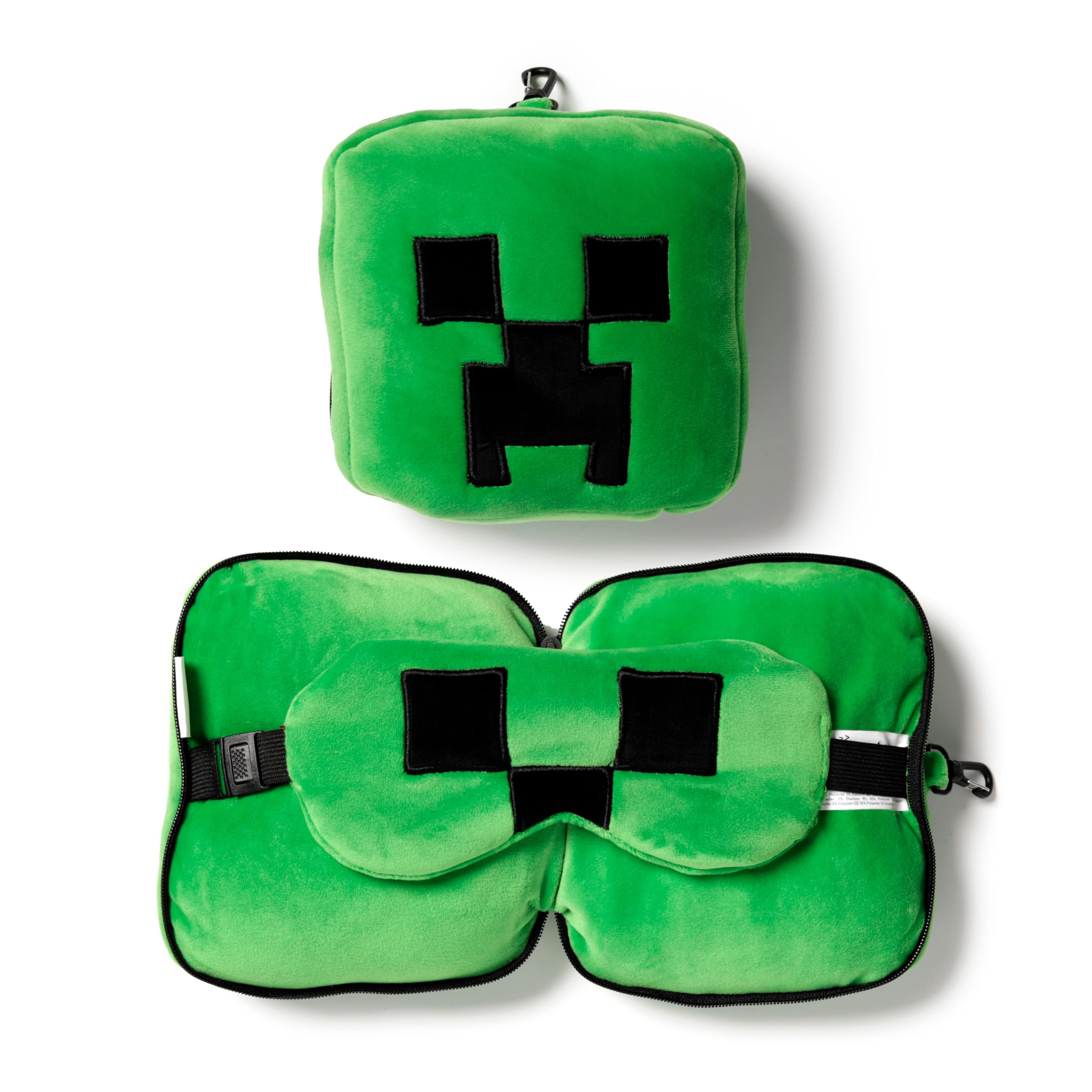 Puckator Relaxeazzz Minecraft Creeper Shaped Plush Travel Pillow & Eye ...