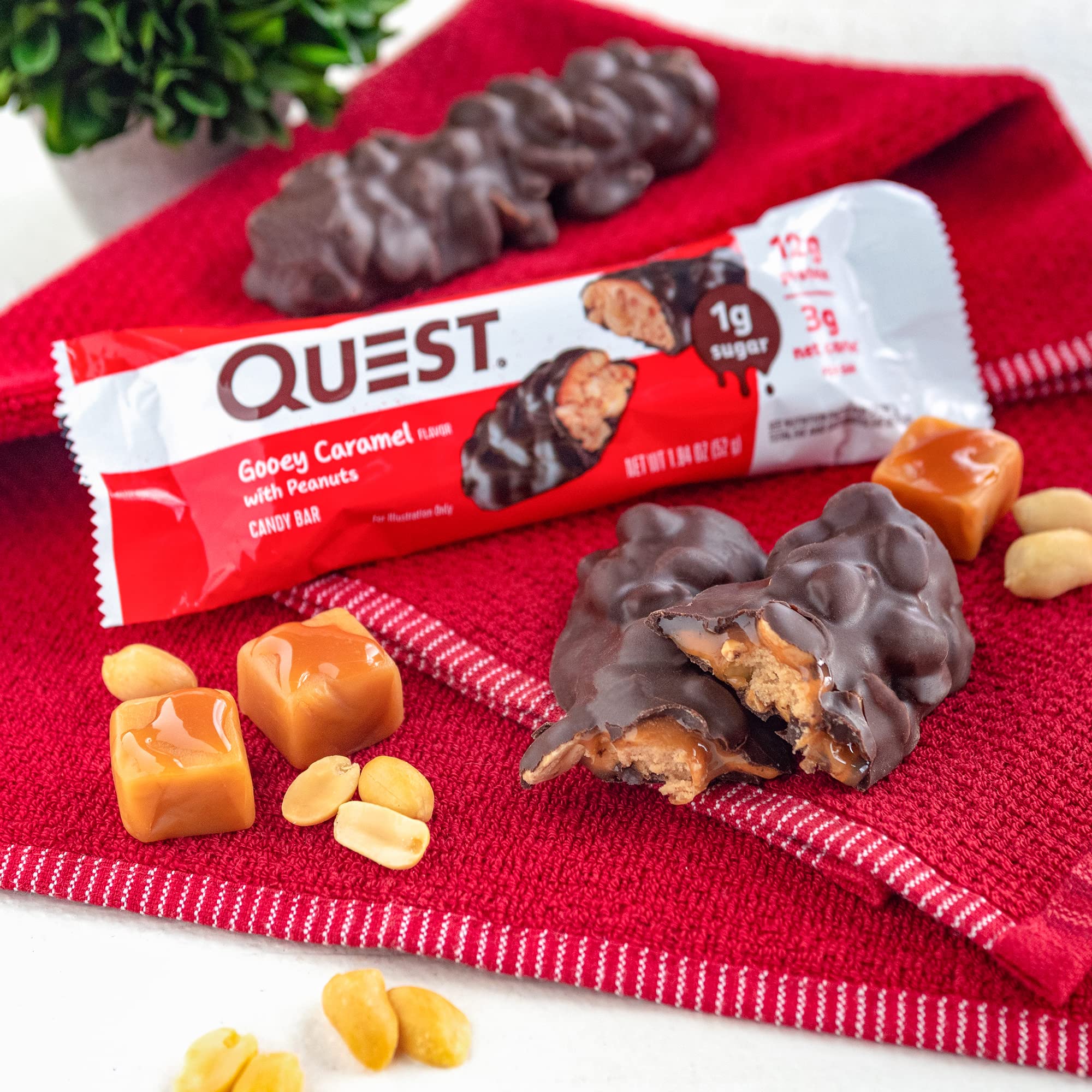 Quest Candy Bars Gooey Caramel with Peanuts (12 Bars)- Buy Online in ...