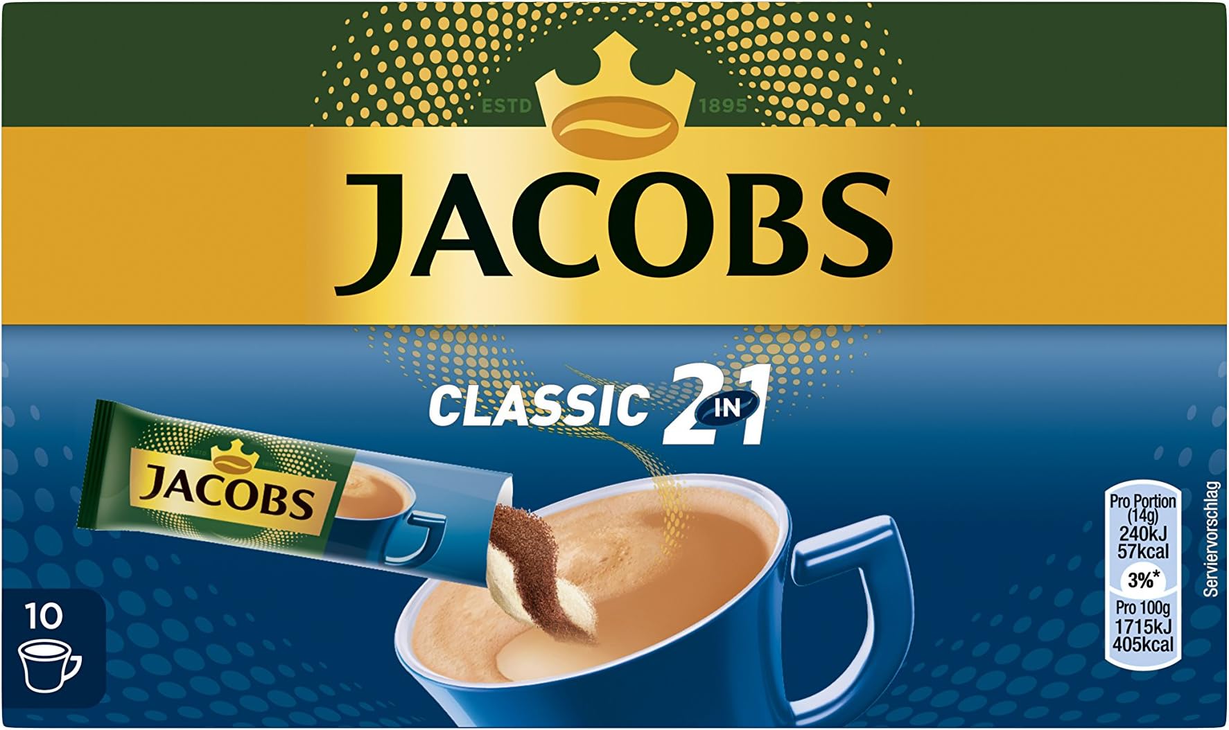 Amazon.com : Jacobs - Typ Café Crema Instant Coffee - 25 sticks ...