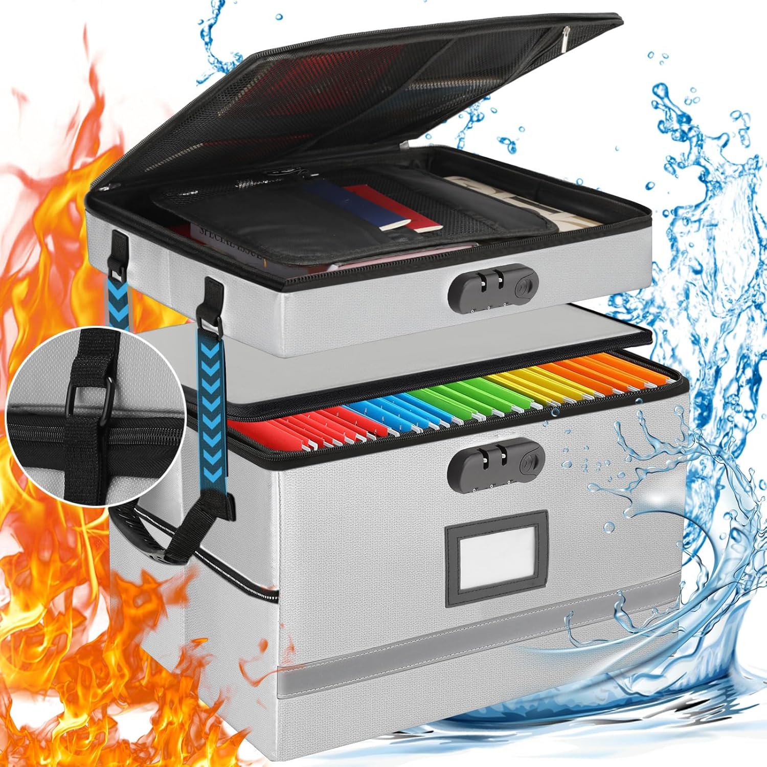 Amazon.com: EXLIFBAG 2 Layer File Box with Lock, Portable Document ...