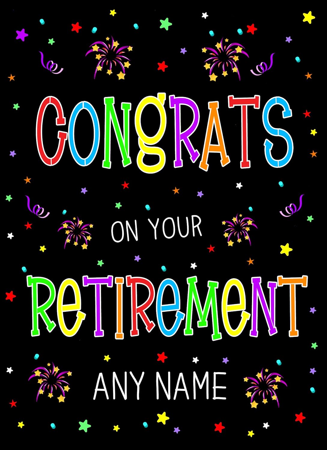 Personalised Happy Retirement Congratulations Card (Black) : Amazon.co ...