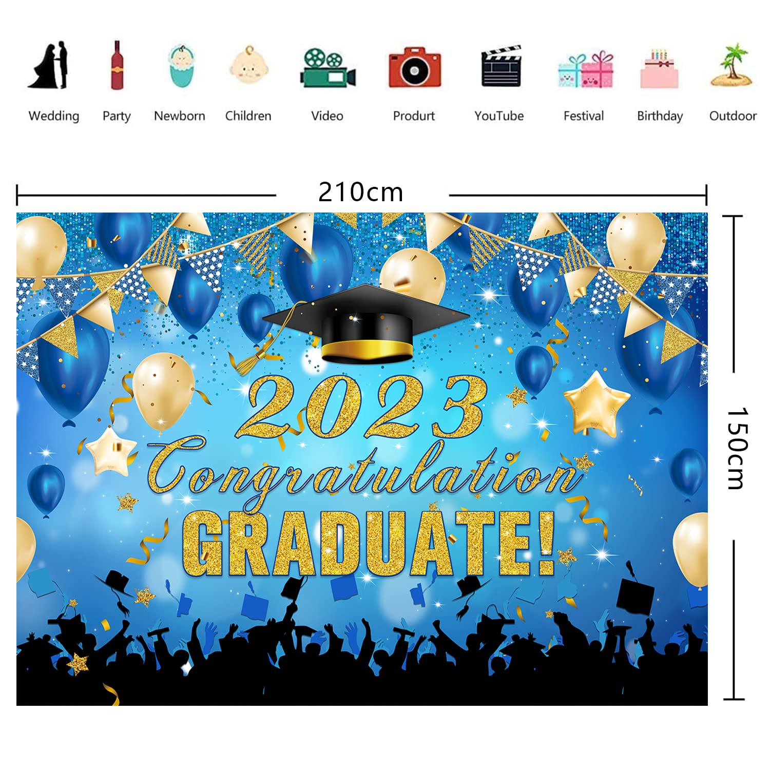 Snapklik.com : 7x5 Ft 2023 Graduation Backdrop Background Congrats Grad ...