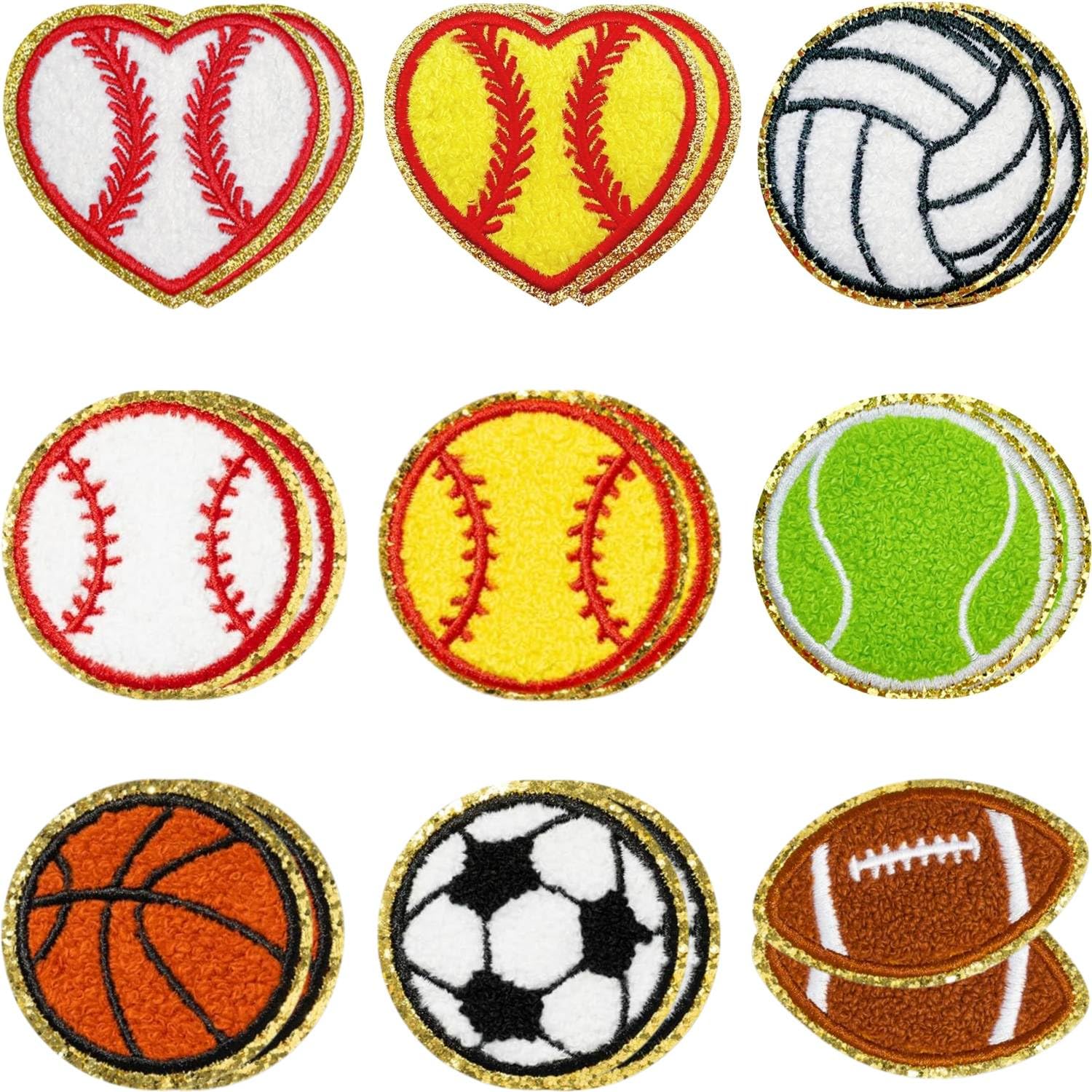Amazon.com: 18 Pcs Sports Iron On Patches Chenille Patch Baseball ...