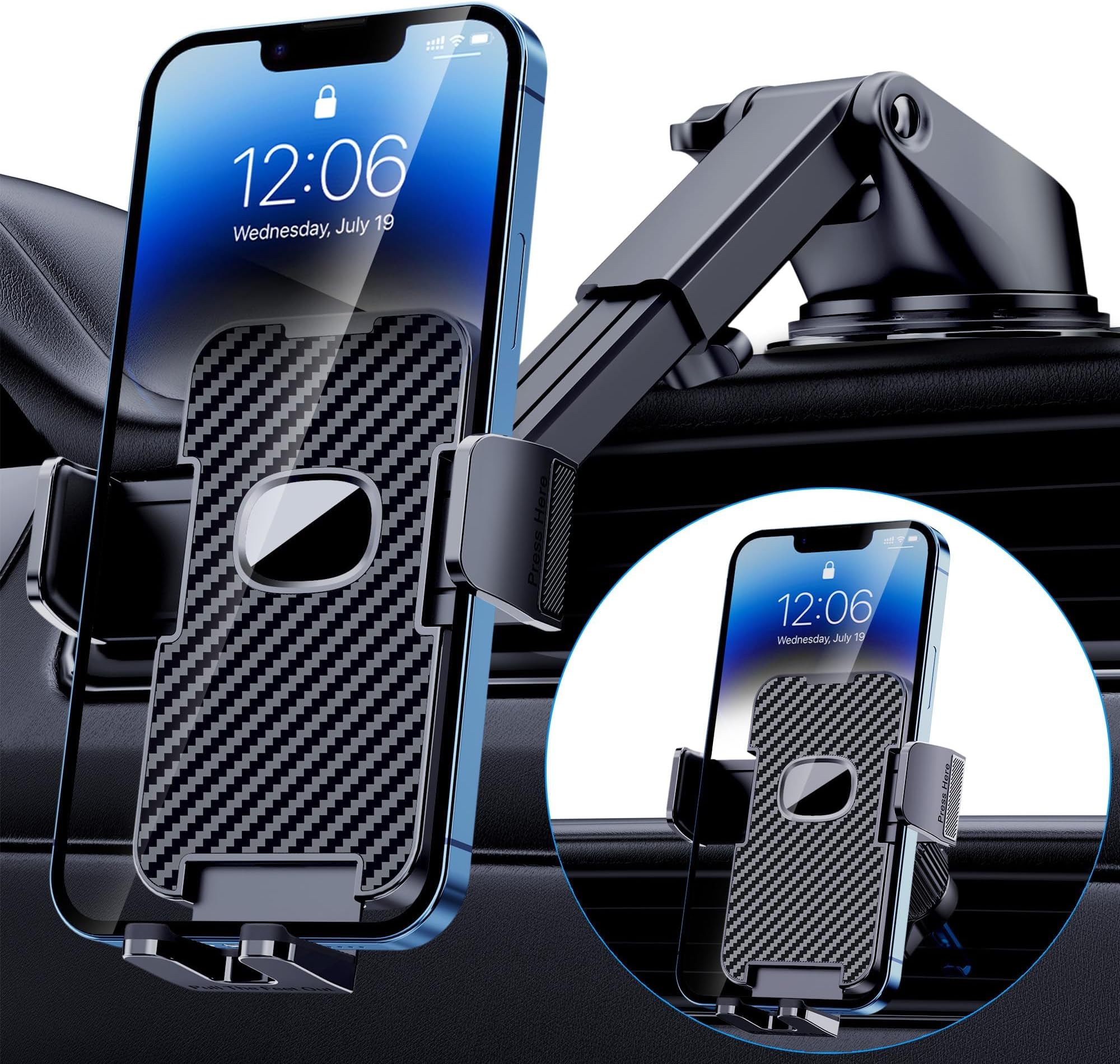 Amazon.com: GUWEZ Phone Holder Car Mount for iPhone [Powerful Suction ...