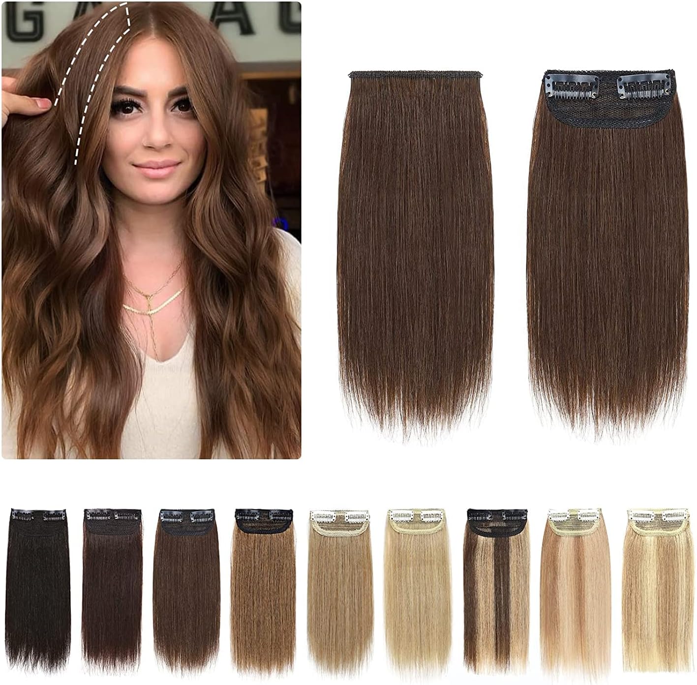 S-noilite Short Human Hair Extensions Clips in Hair Piece 8" Invisible ...