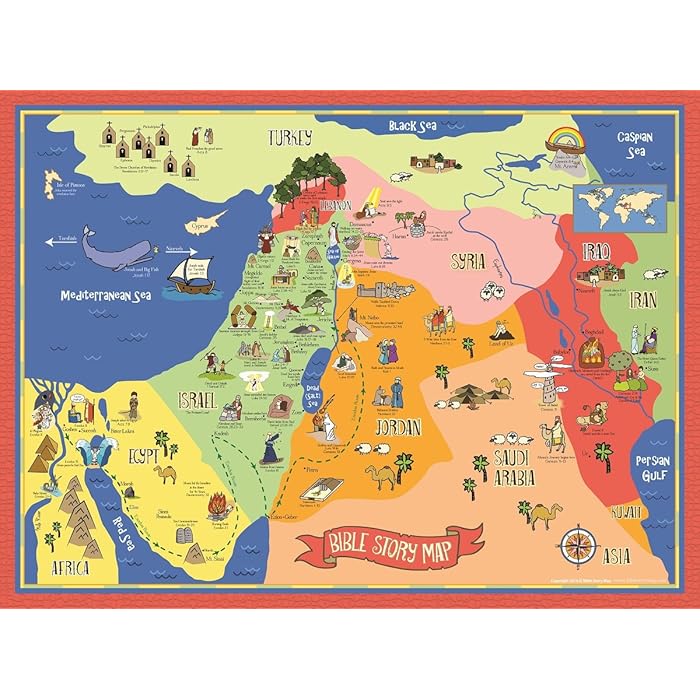 Buy Bible Story Map Poster (Laminated) - 18" x 24" For Classroom ...