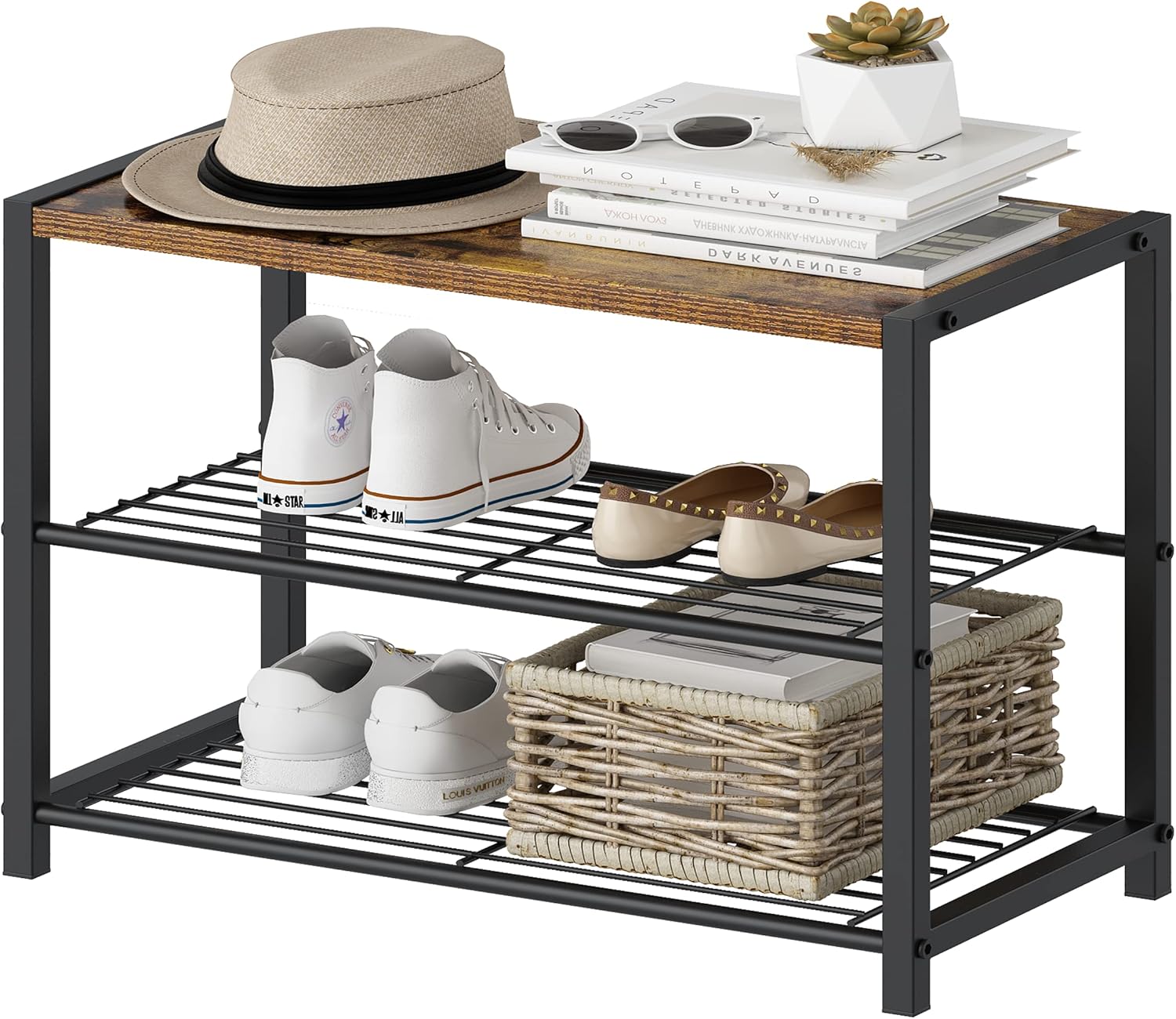 Amazon.com: Yusong 3-Tier Narrow Shoe Rack for Closet, Small Shoe ...