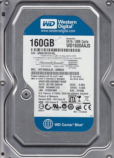 Amazon | wd1600aajs-00 m0a0 Westernデジタルキャビア160 GB 7200rpm SATA 3.0 Gbps ...
