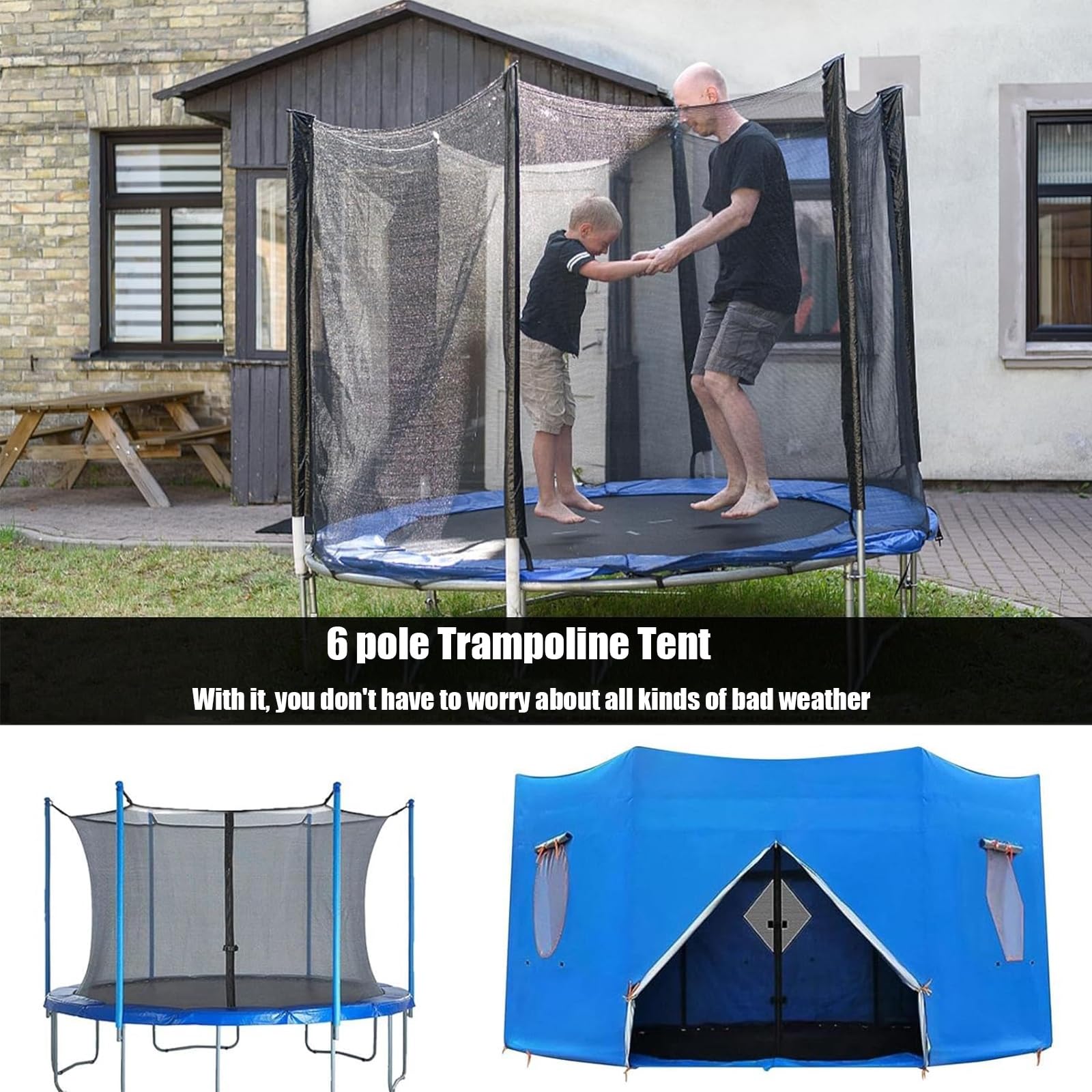 Trampoline Shade Cover UV Resistant Waterproof 12ft Trampoline Cover ...