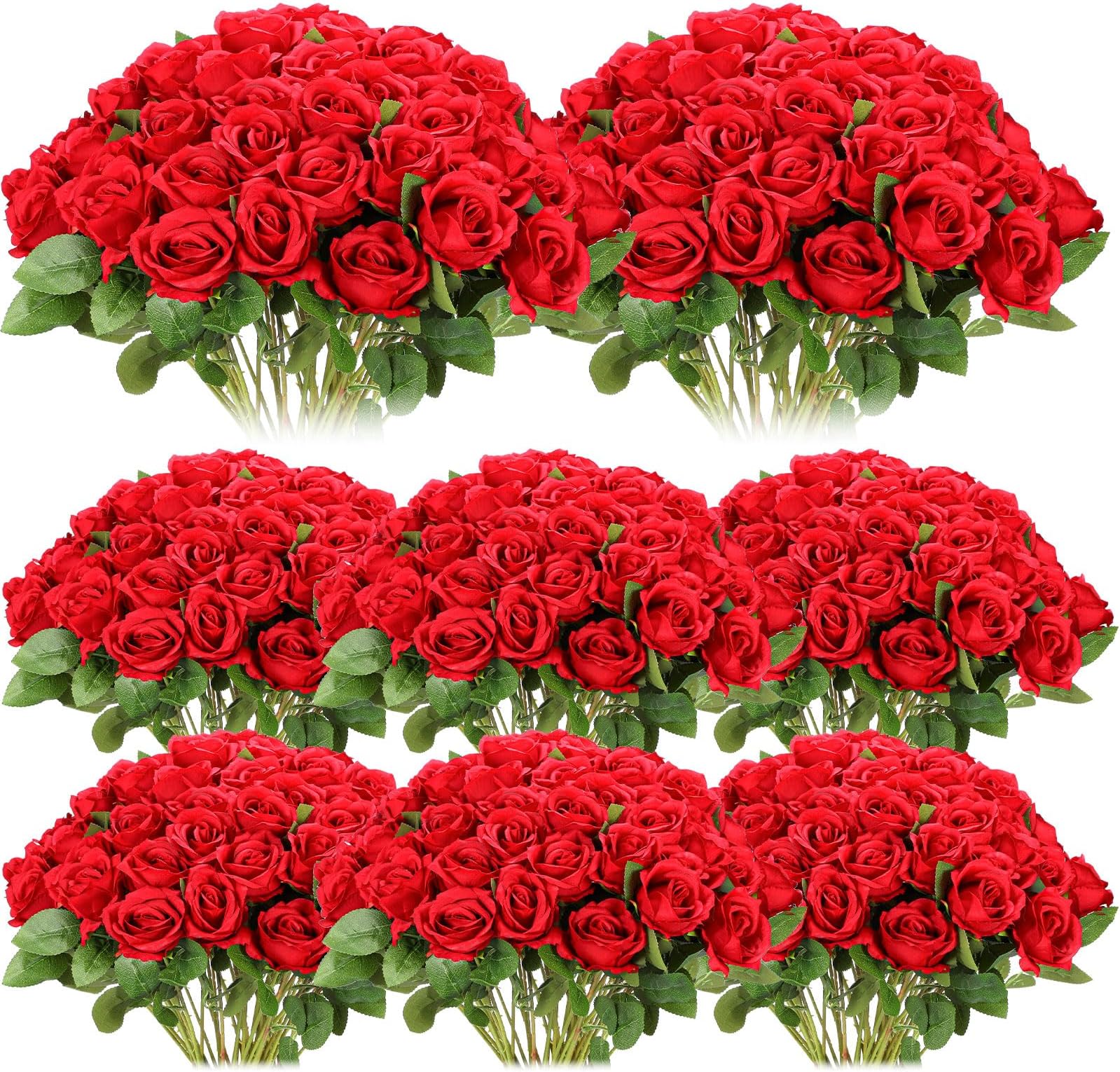 Amazon.com: 50 Pcs Artificial Rose Flower Realistic Silk Roses with ...