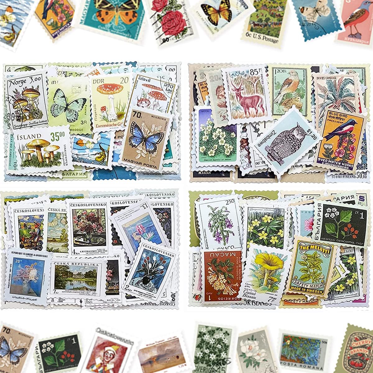 Amazon.com: SIBLYMONA Vintage Postage Stamp Stickers 184Pcs/Pack - Deco ...