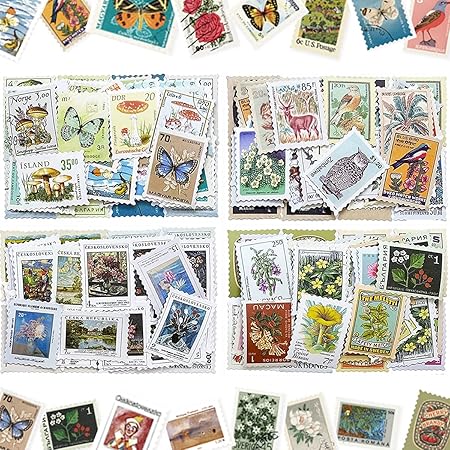 Amazon.com: 135 Pcs/3 Sets Post Stamp Stickers Vintage Postage Stamps ...