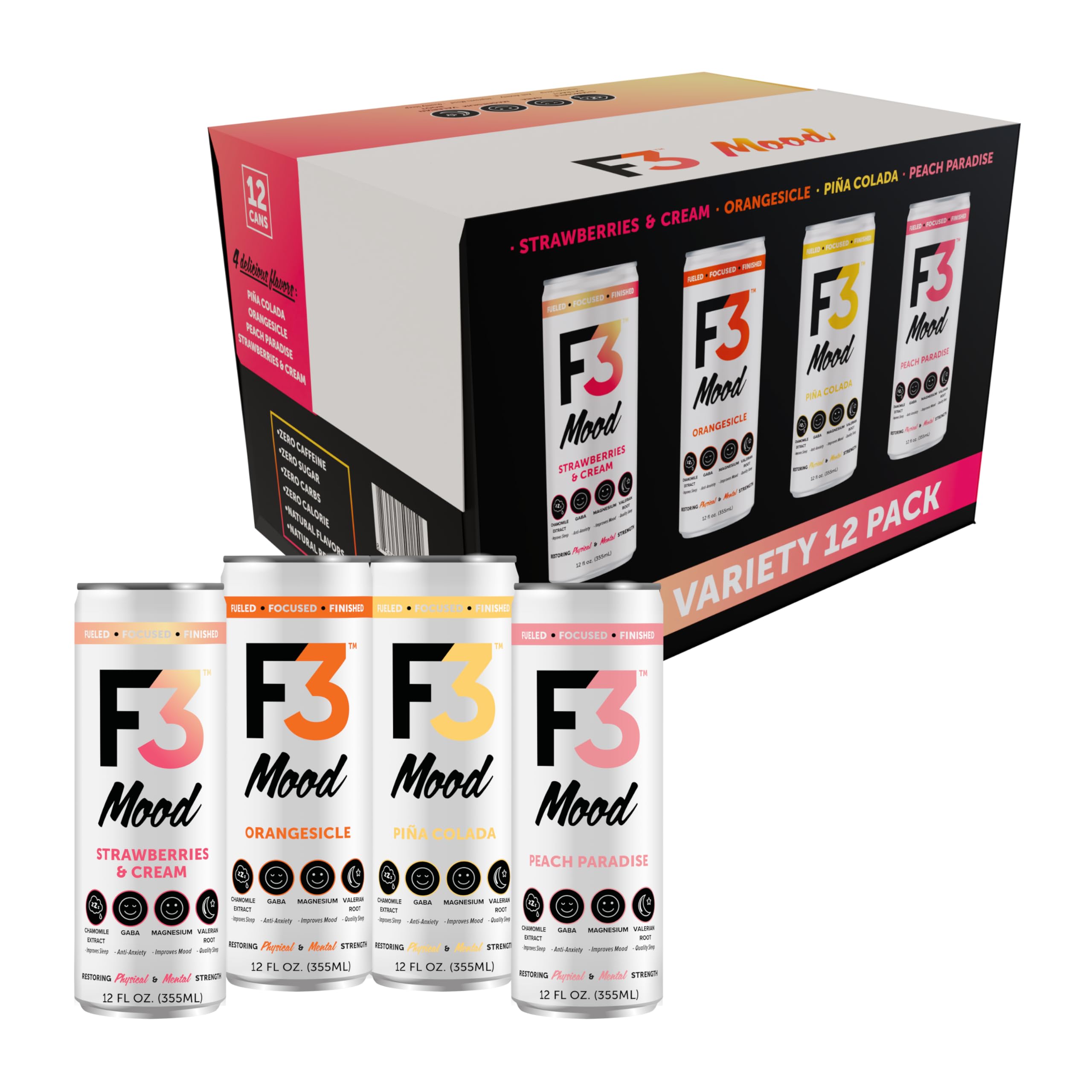 Amazon.com : F3 Mood Variety Pack - Functional Sparkling Juice Drink with Powerful Nootropics to ...
