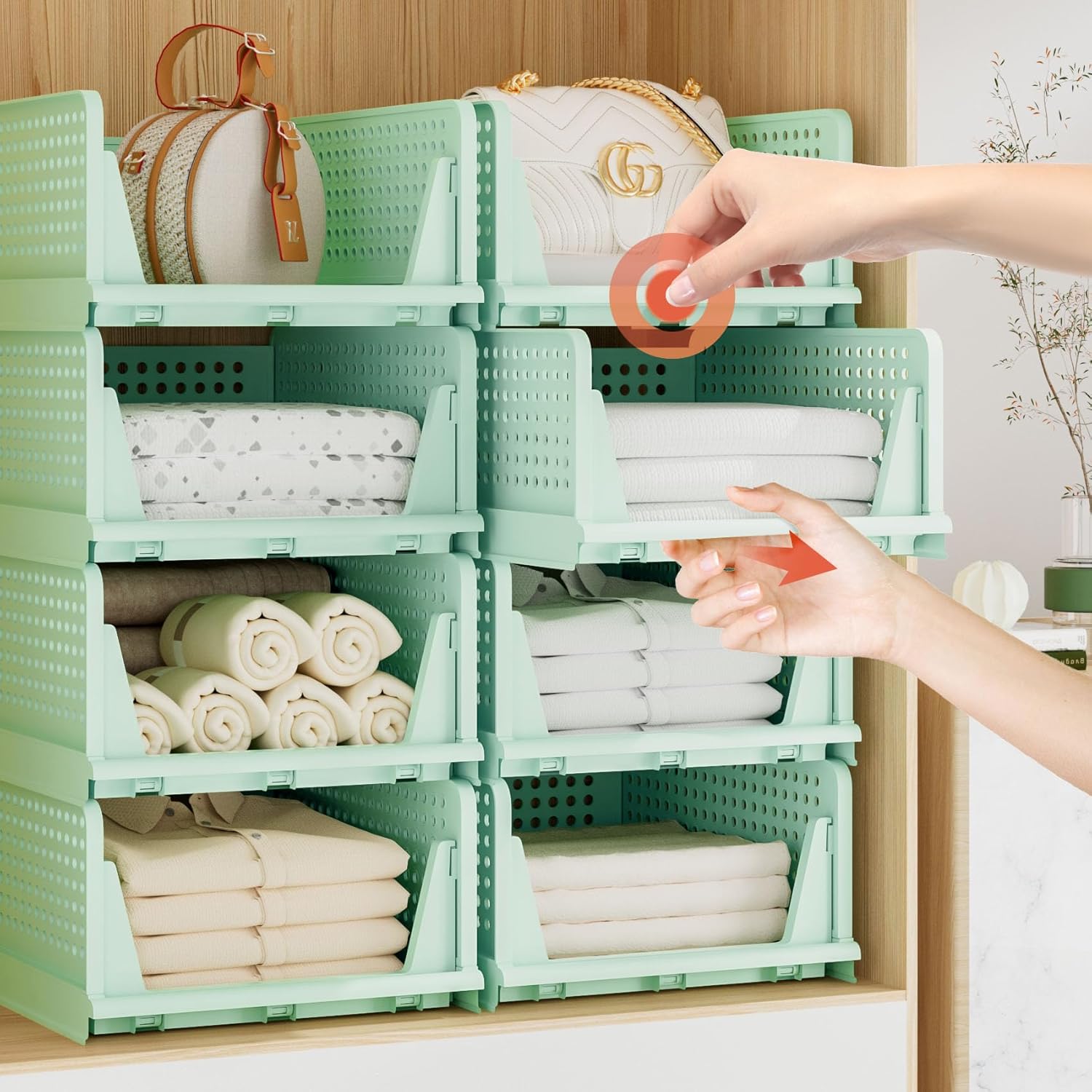 Amazon.com: Stackable Plastic Storage Drawers for Closet Organizers and ...