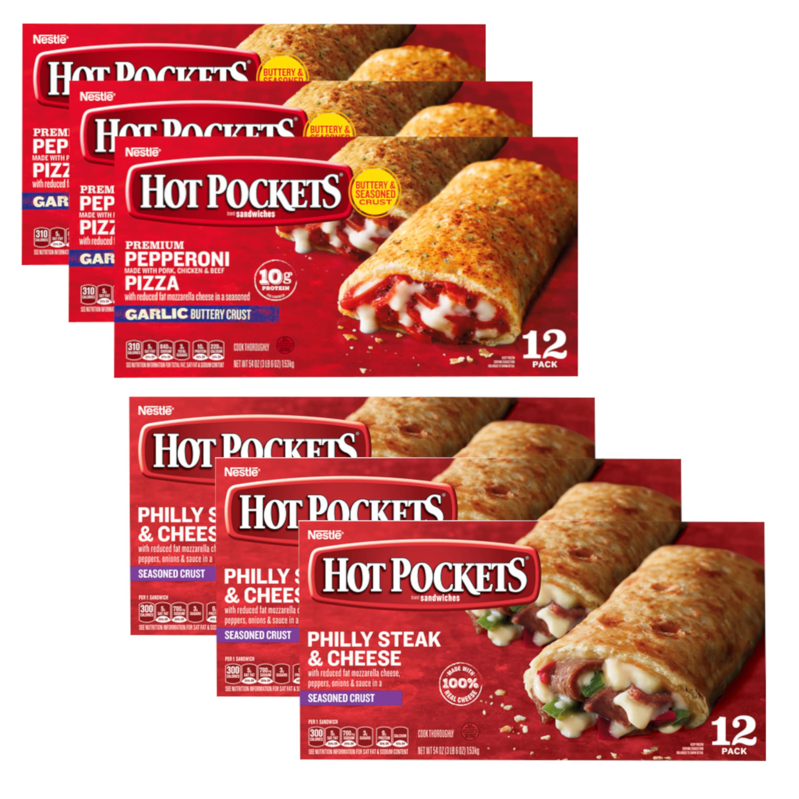 Hot Pockets Variety Pack Premium Pepperoni Pizza Philly Steak And ...