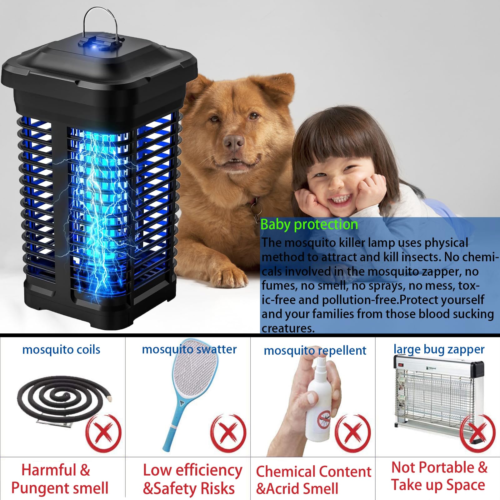 Puncools Fly zapper with light sensor,Electric Fly Zapper,Fly Killer 3 ...