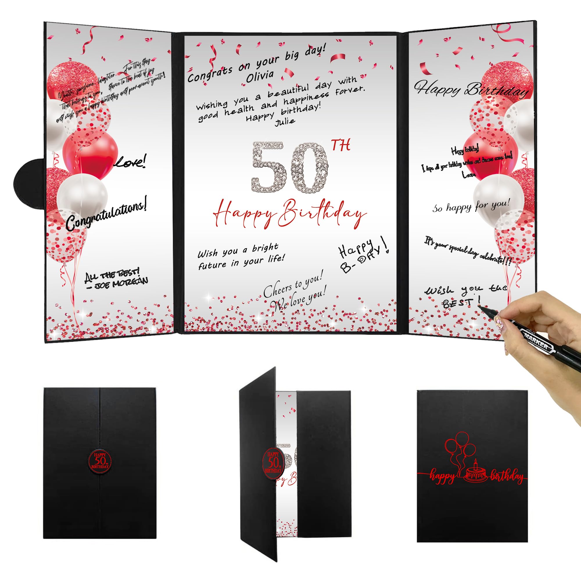 Snapklik.com : Red 50th Birthday Party Decorations, Black Red Happy ...