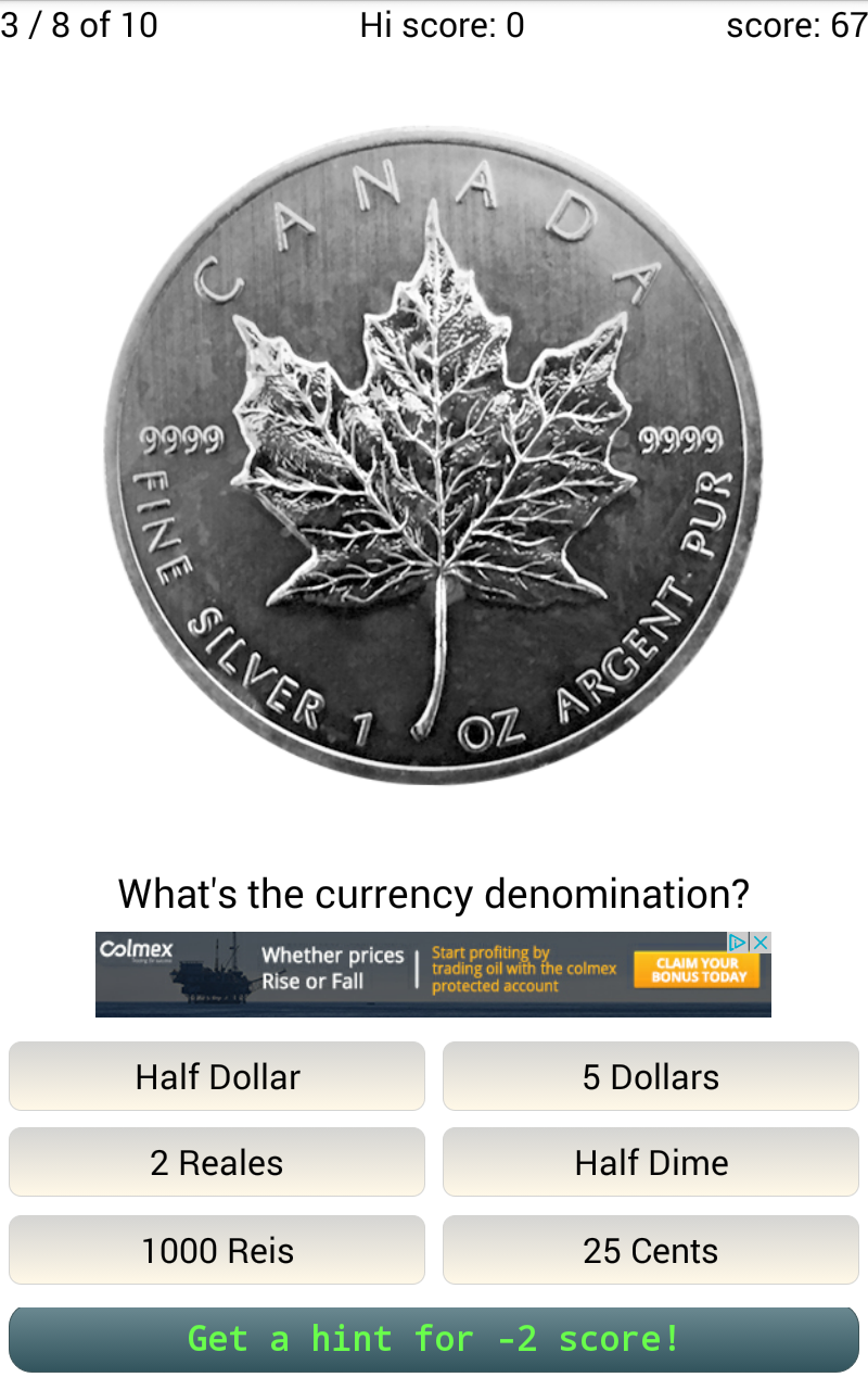 Silver Coin Quiz - App on Amazon Appstore