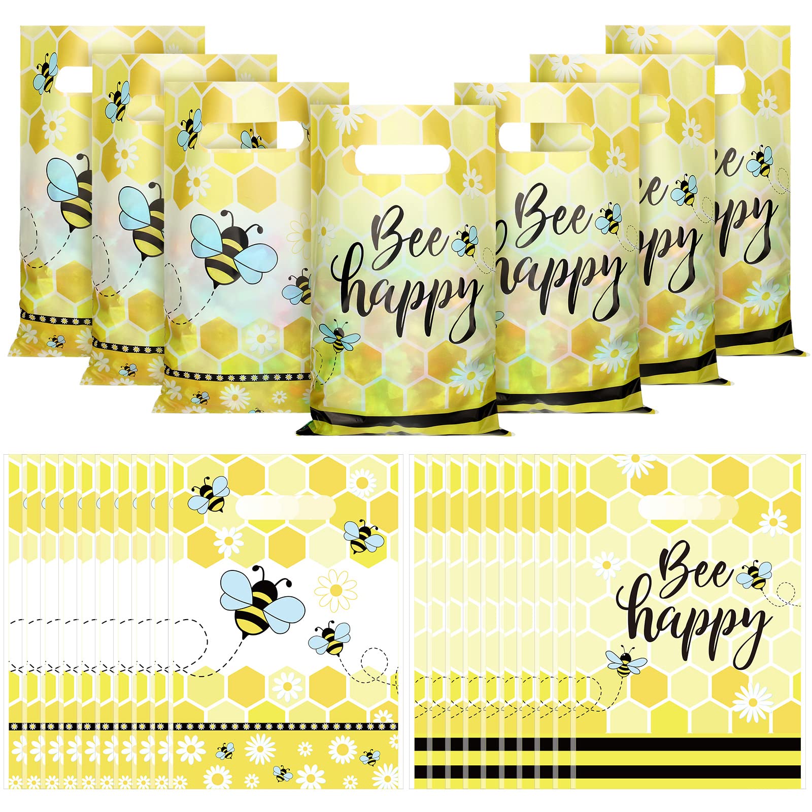 Amazon.com: 100 Pieces Bee Party Gift Bags with Handles Yellow Honey ...