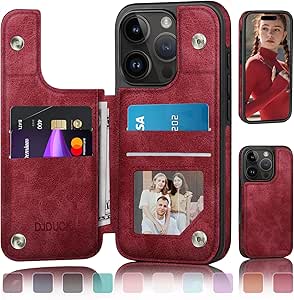 Amazon.com: DJDUCK Designed for iPhone 16 Pro Case Wallet with Card Holder, [Magnetic Clasp ...